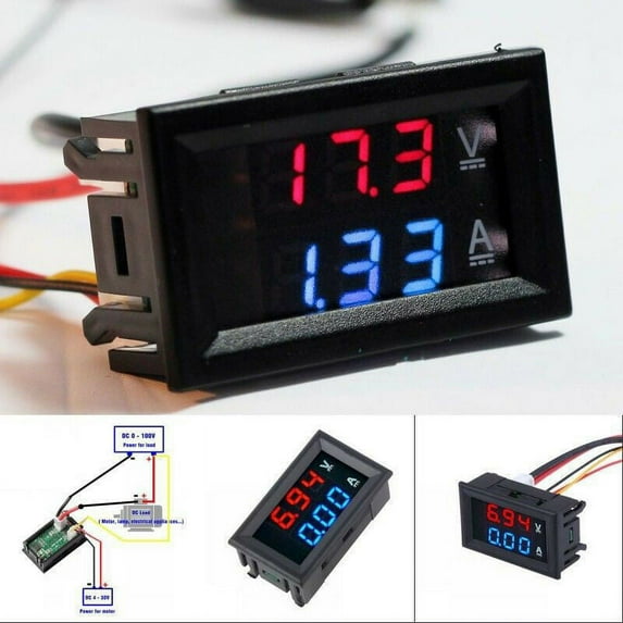 Dual 0.28" Led 3 Digit Digital Voltmeter Ammeter Dc 100V 10A Voltage Amps Power Meter - Walmart.com