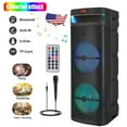 Dual 10" Portable Wireless Bluetooth Party Speaker Heavy Bass Sound ...