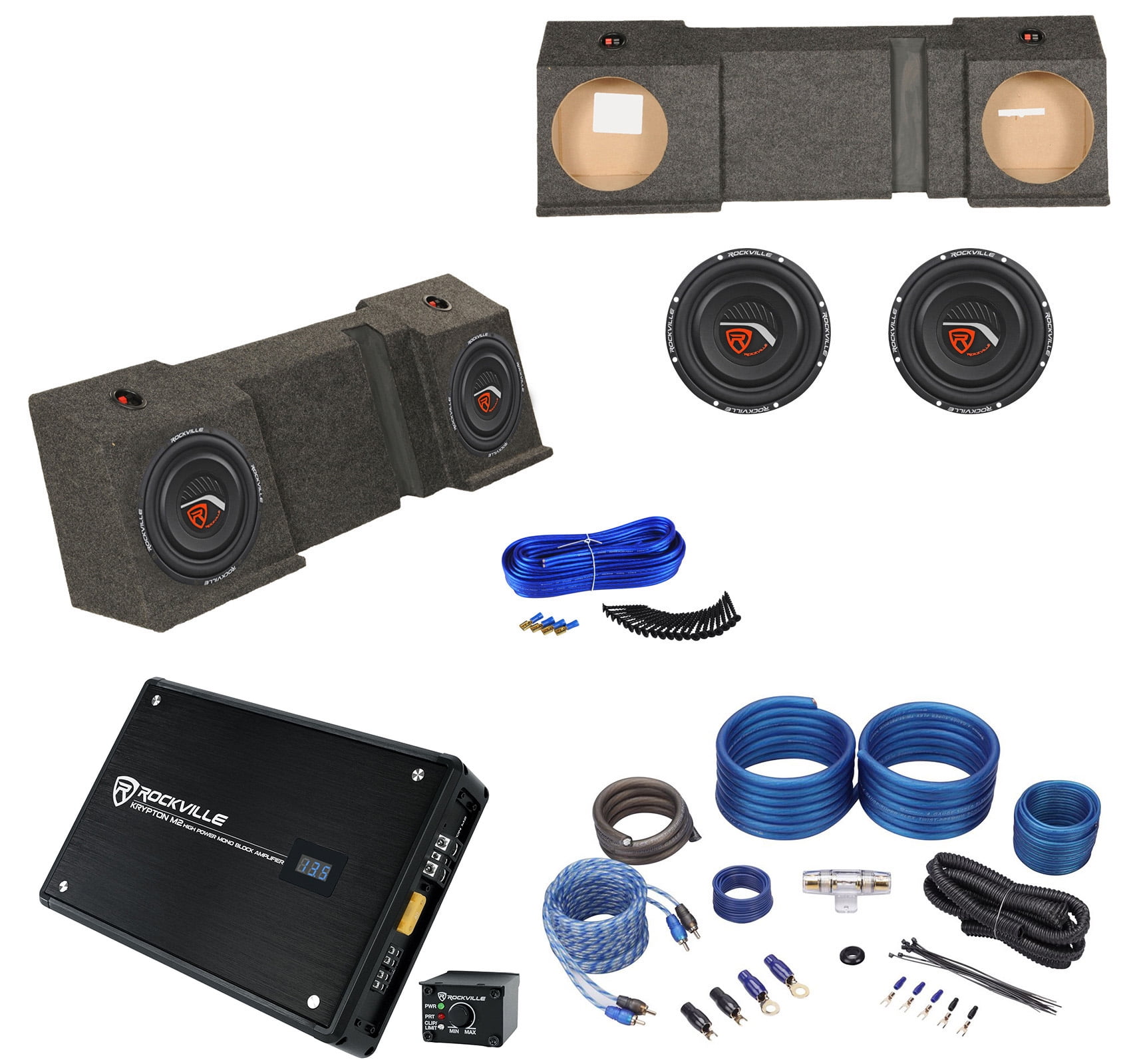 Dual 10" Sub Box+(2)Subs+Amp+Kit For 01-16 Chevy Avalanche or Cadillac ...