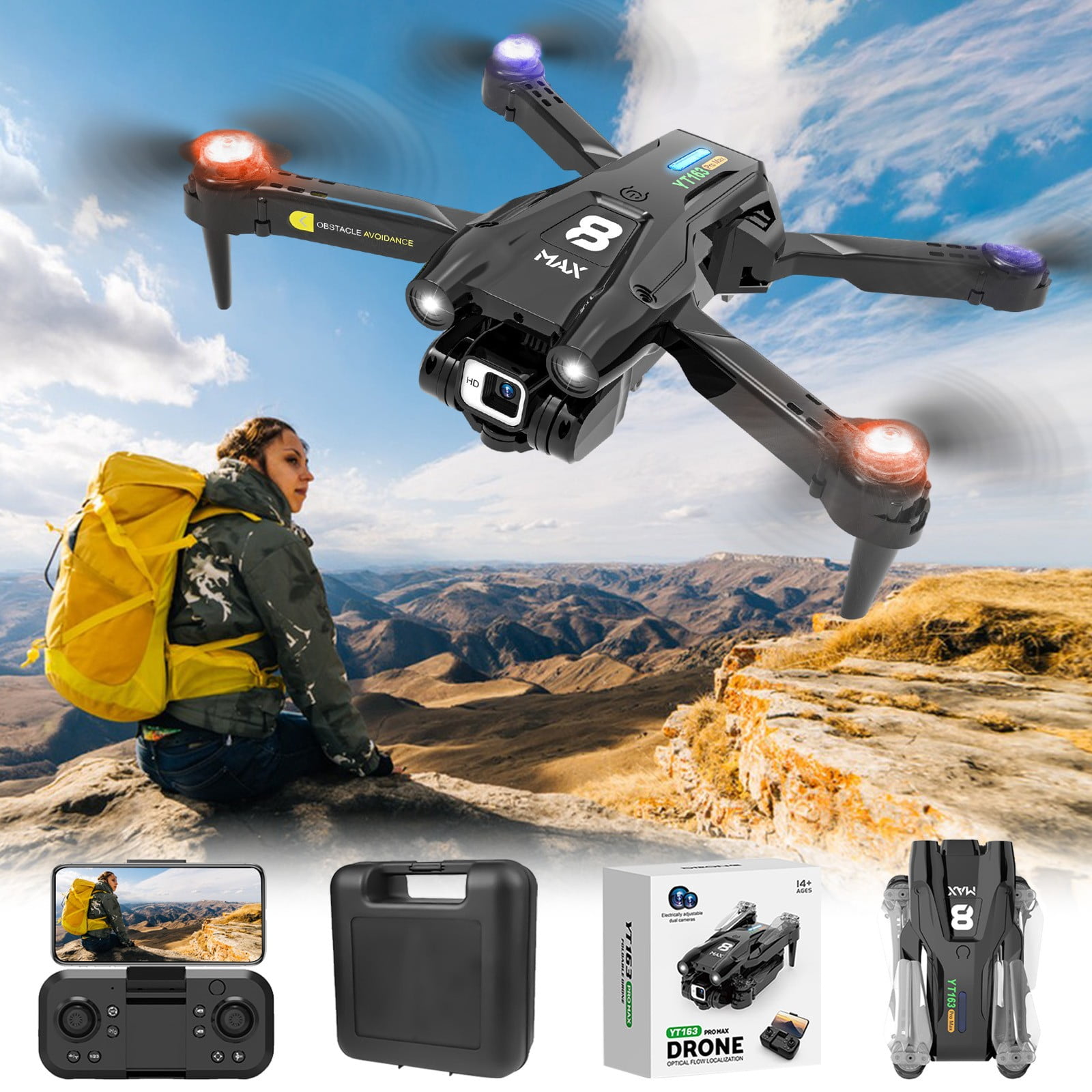 Dual 1080P Camera Foldable Fpv Drone With Electronic Regulation Gesture ...