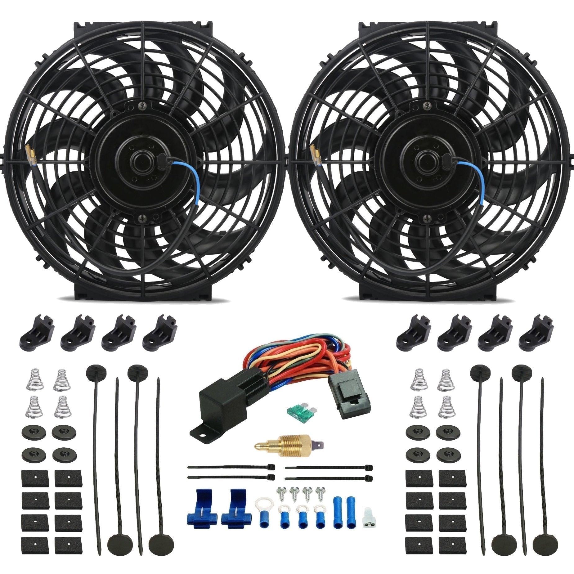 Dual 12-13 Inch 130w Electric Radiator Fan Thermostat Switch Wiring Kit ...