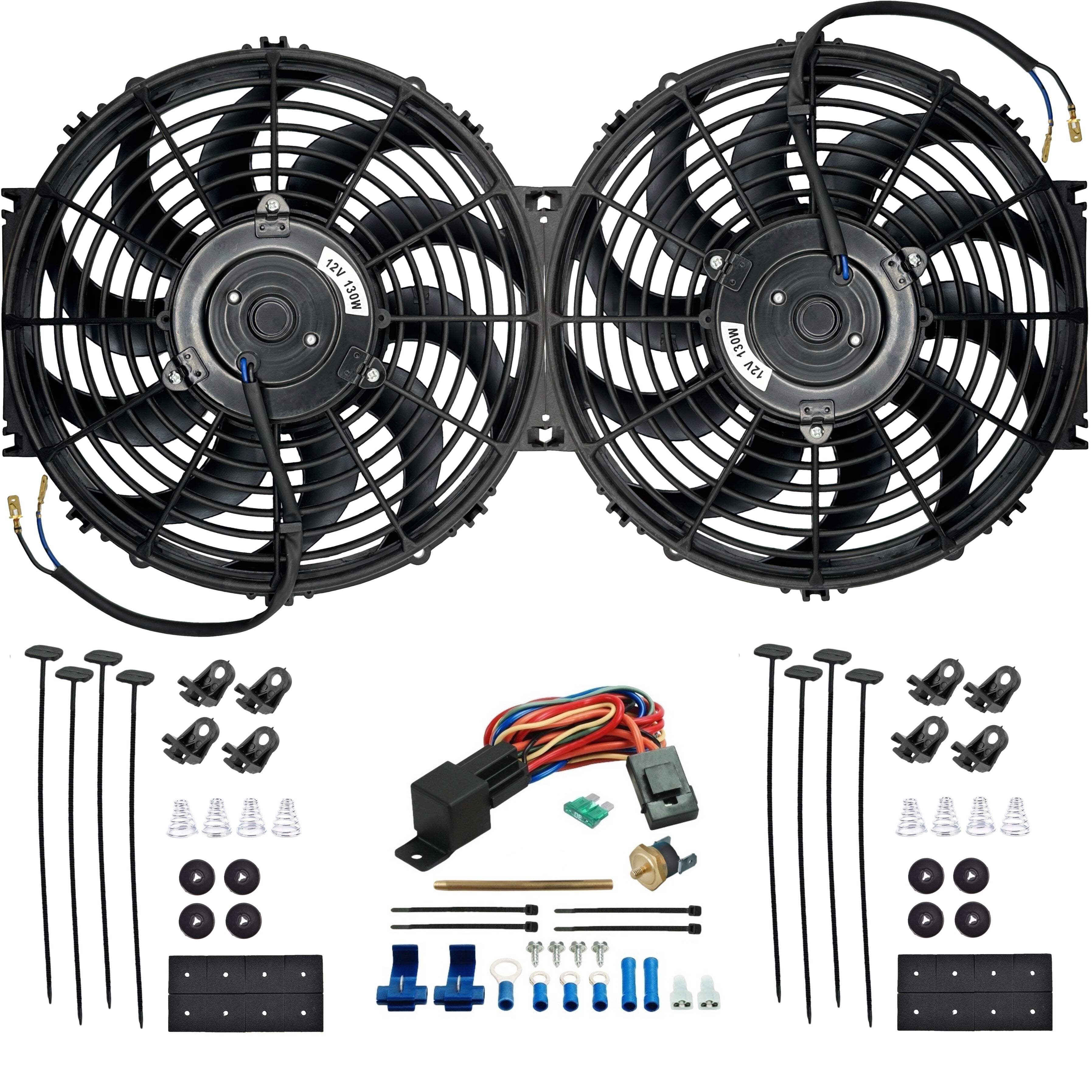 Dual 12-13 Inch 130w Electric Radiator Fans Fin Probe Temperature ...