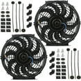 Universal 12 Volt Dual 12-13 Inch Radiator Cooling Fans, 130W Motor ...