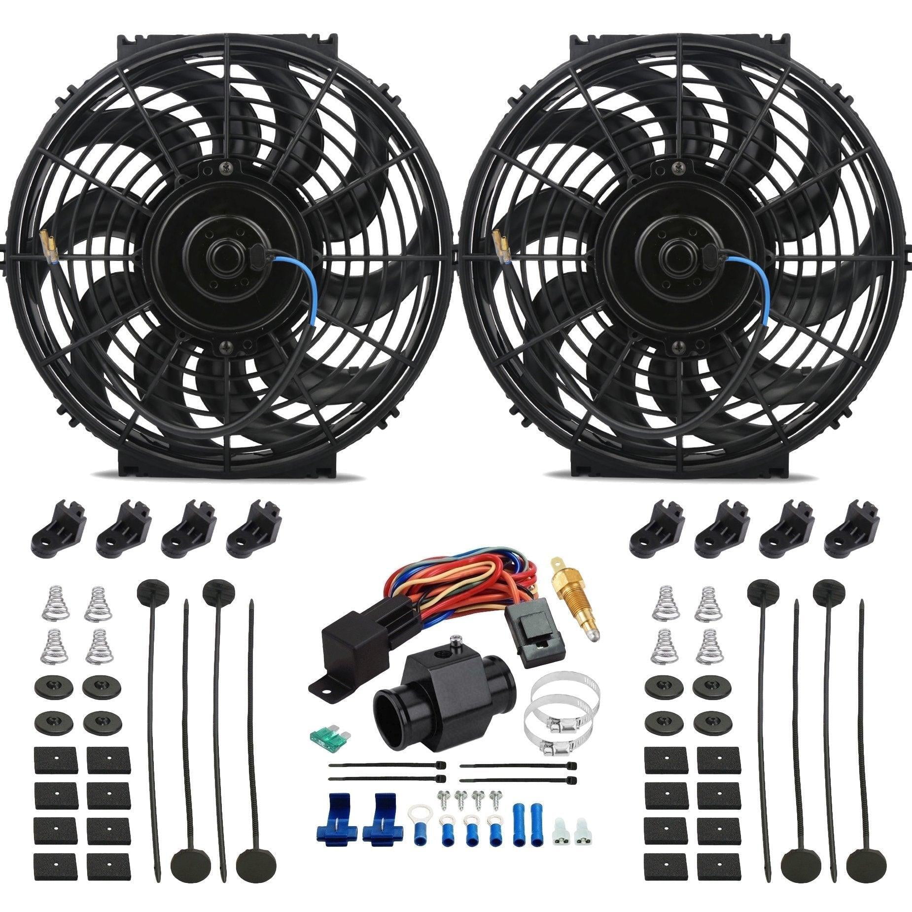 Dual 12-13 Inch 90w Electric Fans Radiator In-Hose Grounding Temp ...