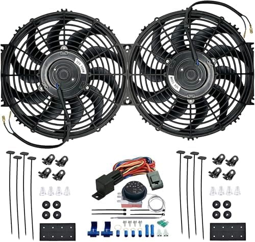 Dual 12-13 Inch Upgarded 130 Watt Reversible Electric Cooling Fan ...