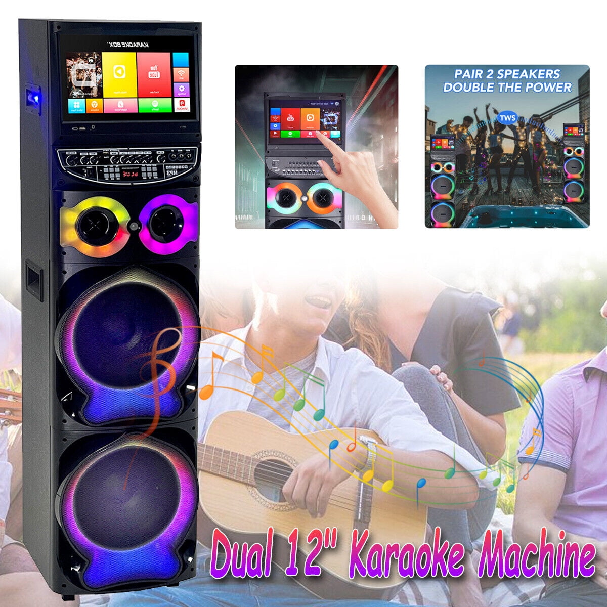 Dual 12" Woofer 2 * 1.5" Tweeter Karaoke Machine 200W Party Bluetooth ...