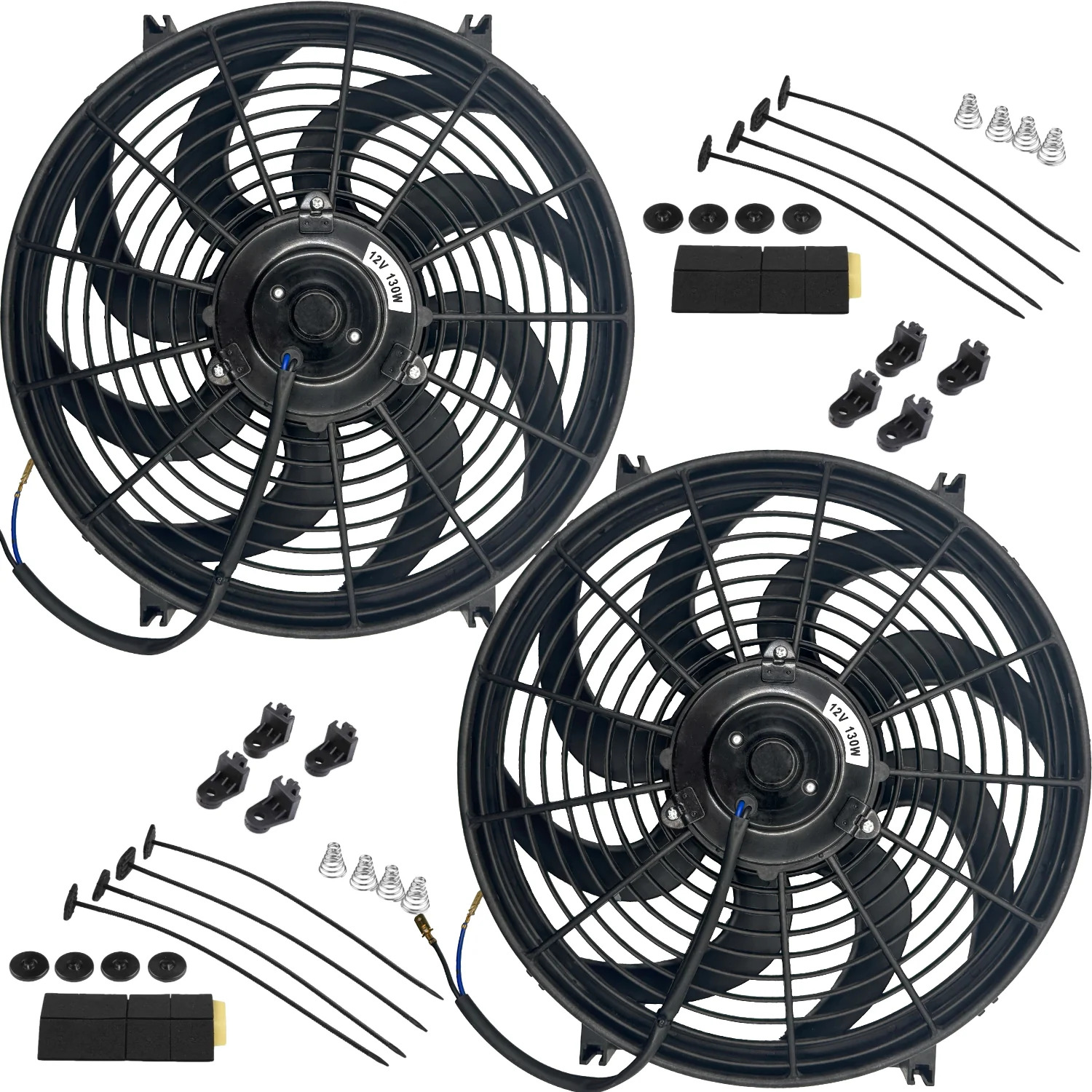 Dual 14-15 Inch 130 Watt Motor Reversible Engine Radiator Electric Fans ...