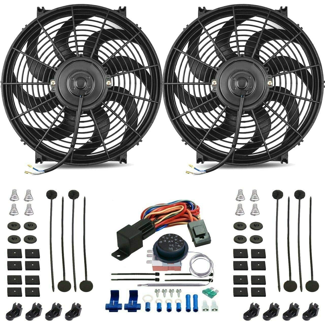 Dual 14-15" Inch Upgraded 130W Motors 12 Volt Electric Radiator Cooling ...