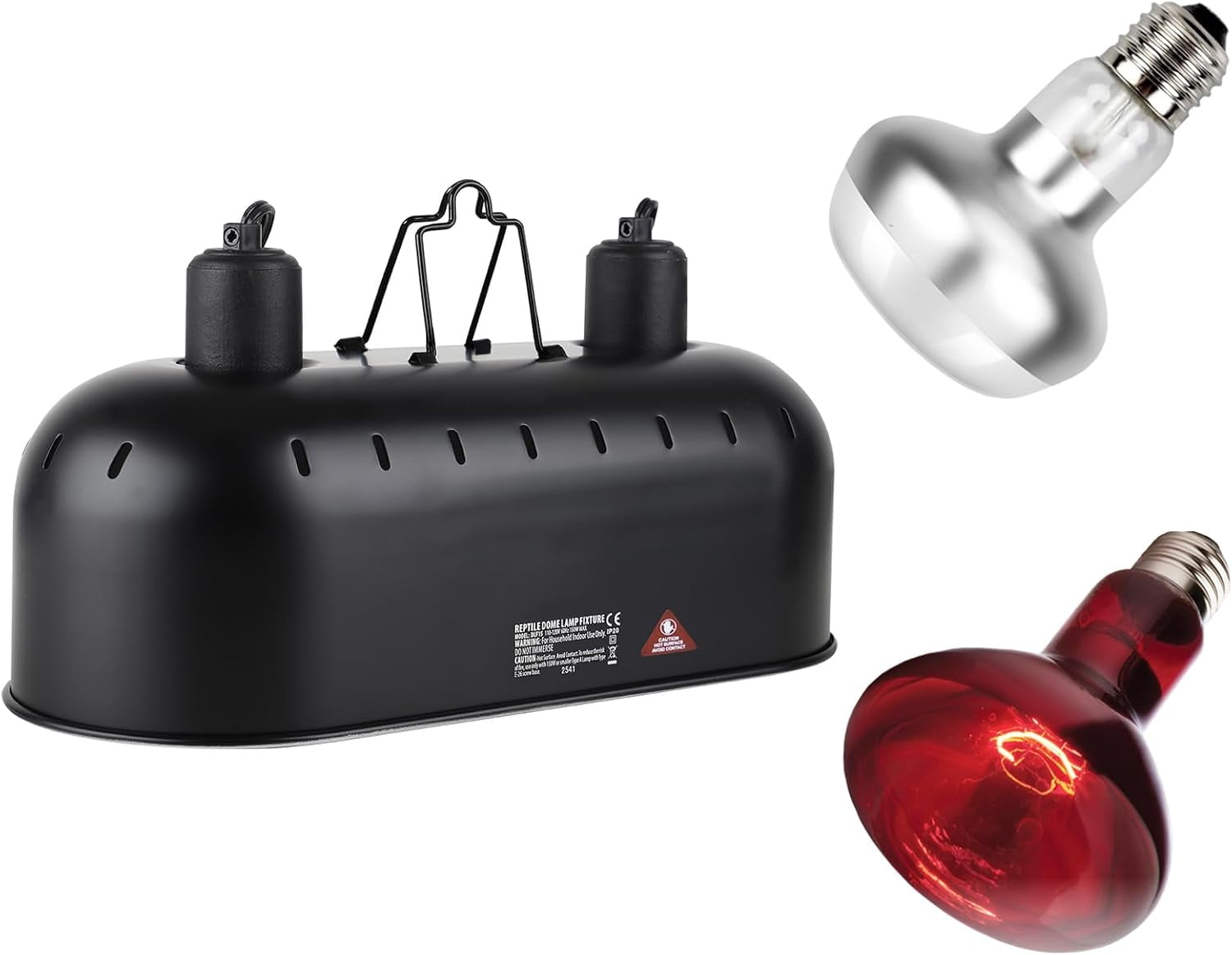 Dual 15 Inch Reptile Light Fixture, Max 150W Dual Dome with 100W ...