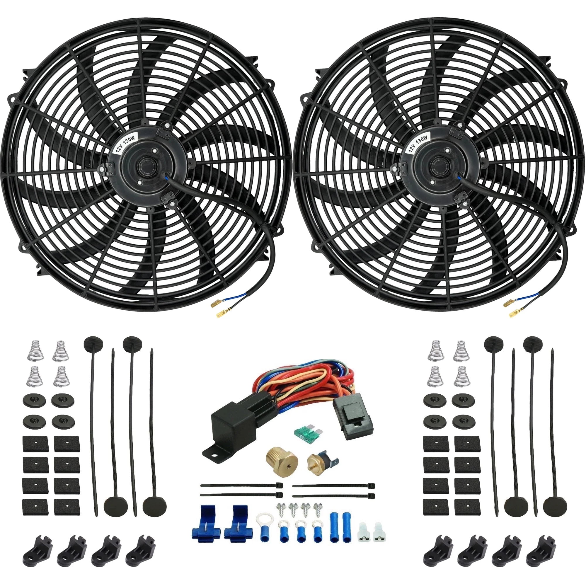 Dual 16-17 Inch 130w Electric Cooling Fans Temperature Switch Wiring ...