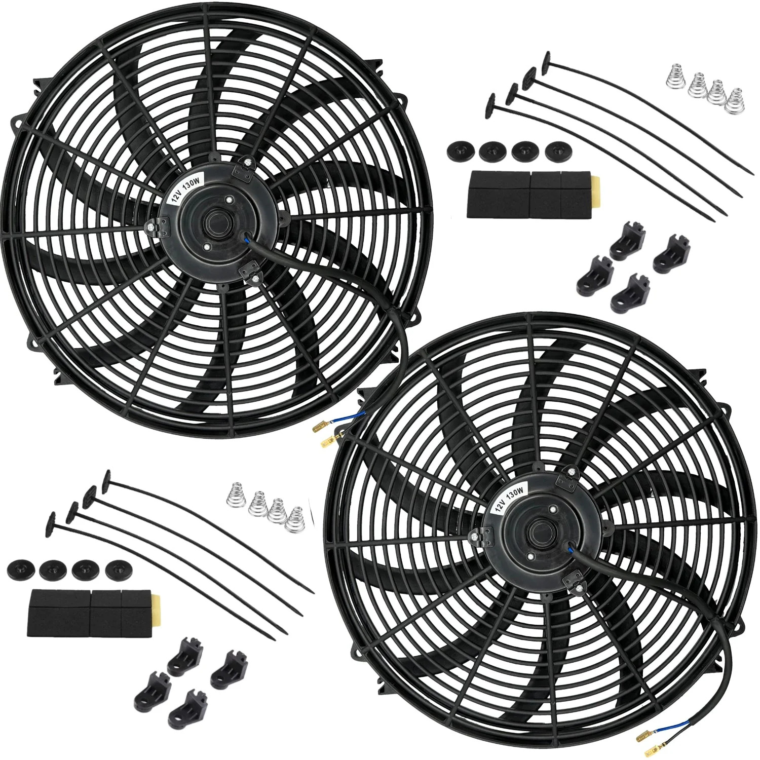 Dual 16-17 Inch 130w Reversible Motor 12 Volt Radiator Engine Cooling ...