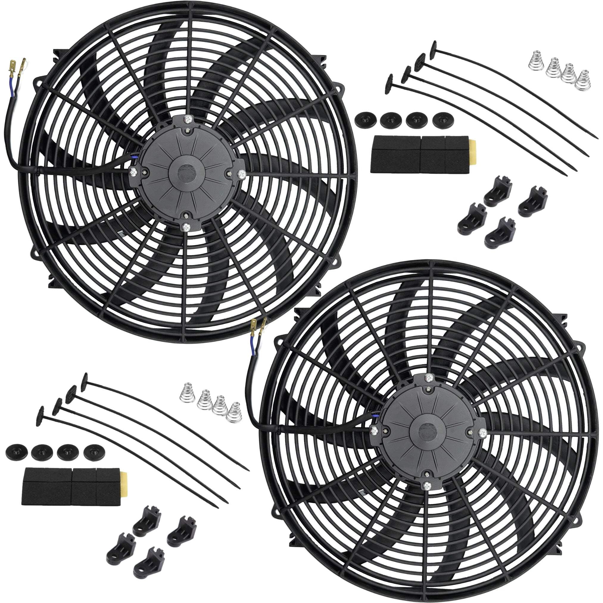 Dual 16-17 Inch 180w Performance Motor Electric Radiator Cooling Fans ...