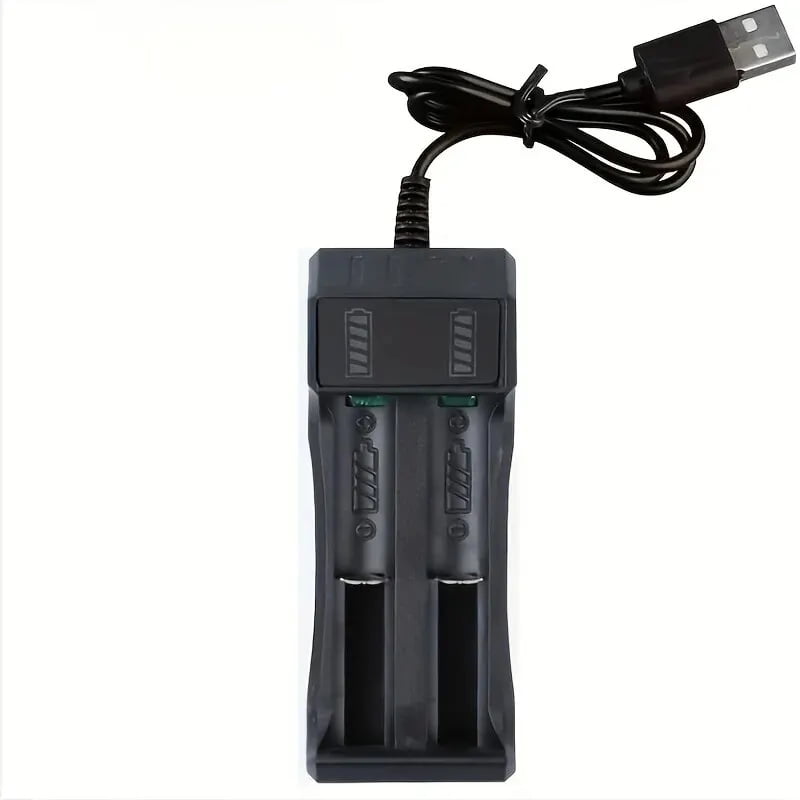 Dual 18650 Battery Charger Black 1 2 Slots For 18650 Charging 4.2V ...