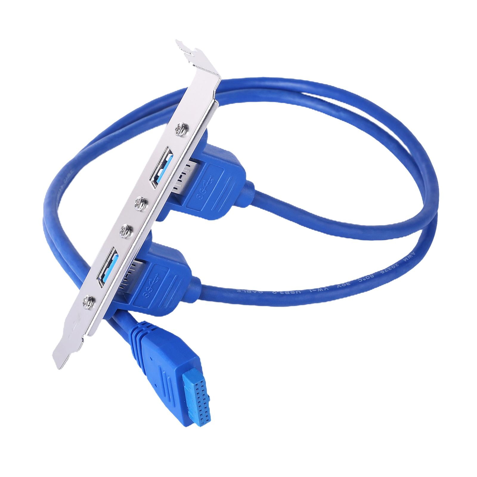 Dual 2 Ports USB 3.0 Female Back Panel Mount to Internal 20pin 20-Pin Header Connector Cable ...