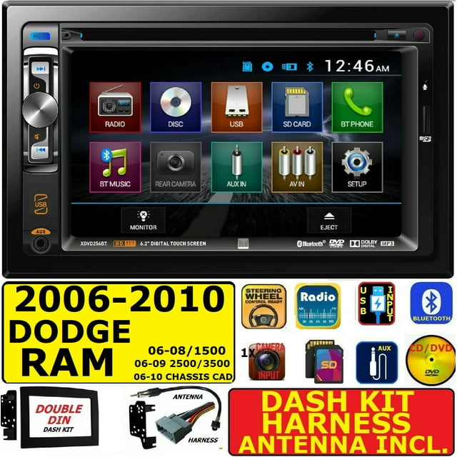 Dual 2006 -10 DODGE RAM 1500 2500 3500 CD/DVD BLUETOOTH USB AUX CAR ...