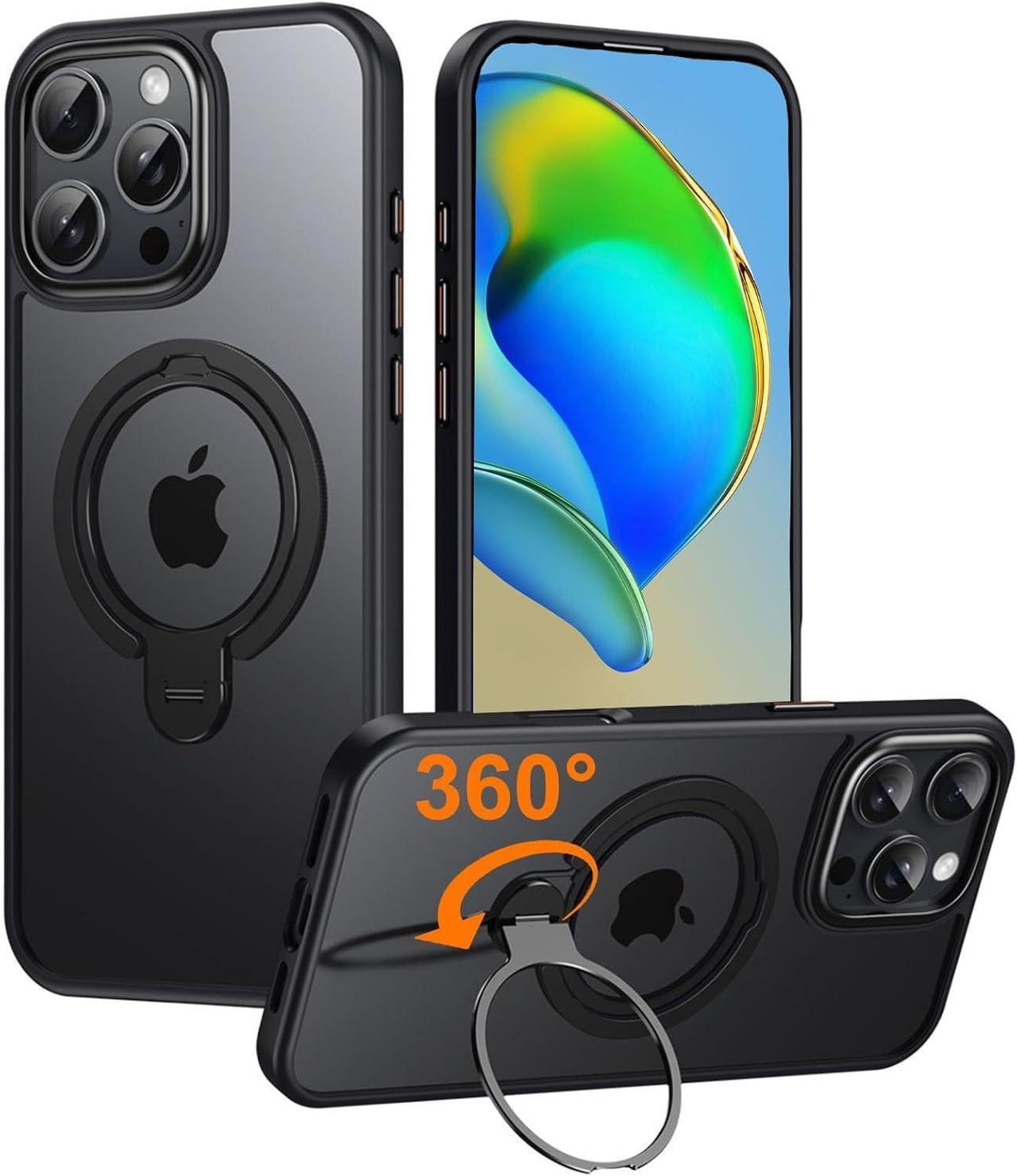 Dual 360° Spin Magnetic Stand & Magnetic Ring for iPhone 16 Pro Max ...