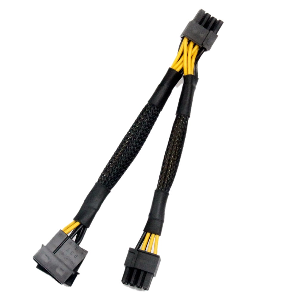 Dual 4Pin IDE Molex to GPU 8Pin(6+ 2)Pin Power Supply Cable PCI-E PCI Express Graphics Video ...
