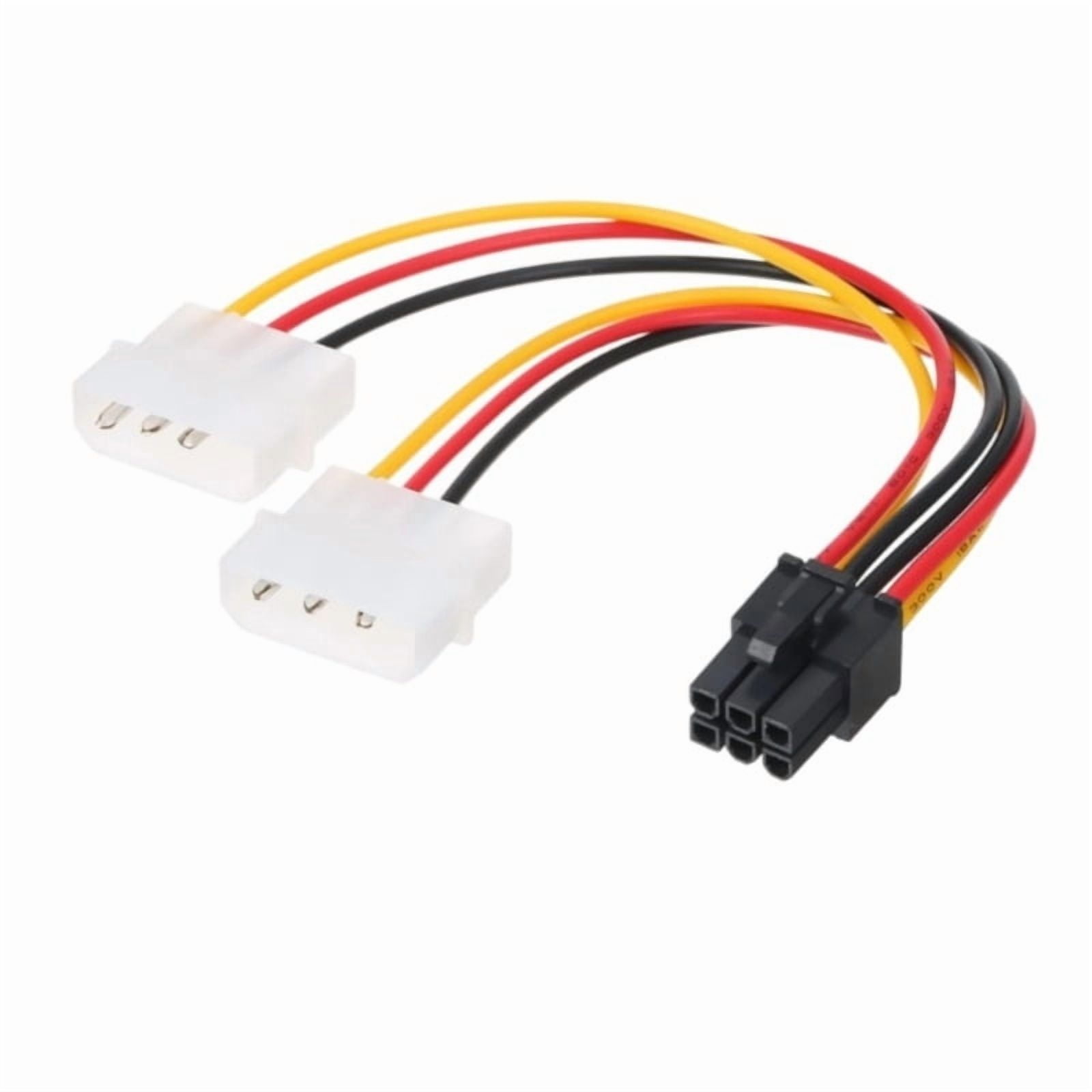 Dual 4Pin Molex IDE Male to 6 Pin Female IDE Power Cable Adapter ...