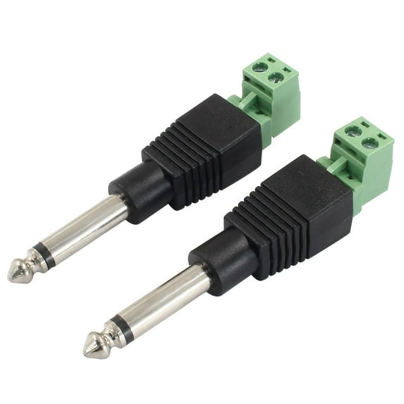 Dual 6.35mm Solderless Mono Male Plug Replacement for Audio Cables ...