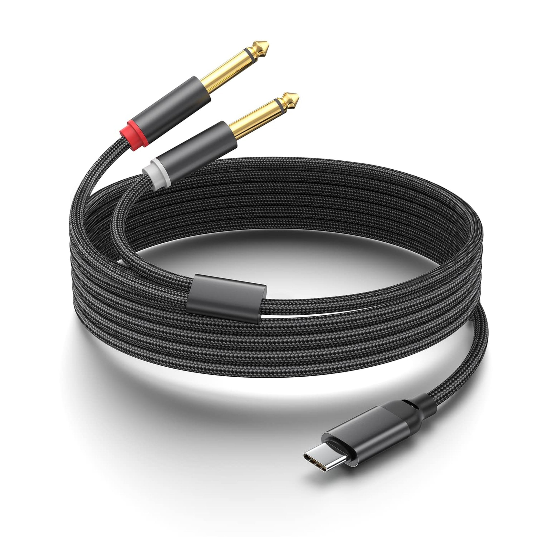 Dual 6.35mm Stereo Splitter Y Cable for USB C Devices, 3.3 Feet ...