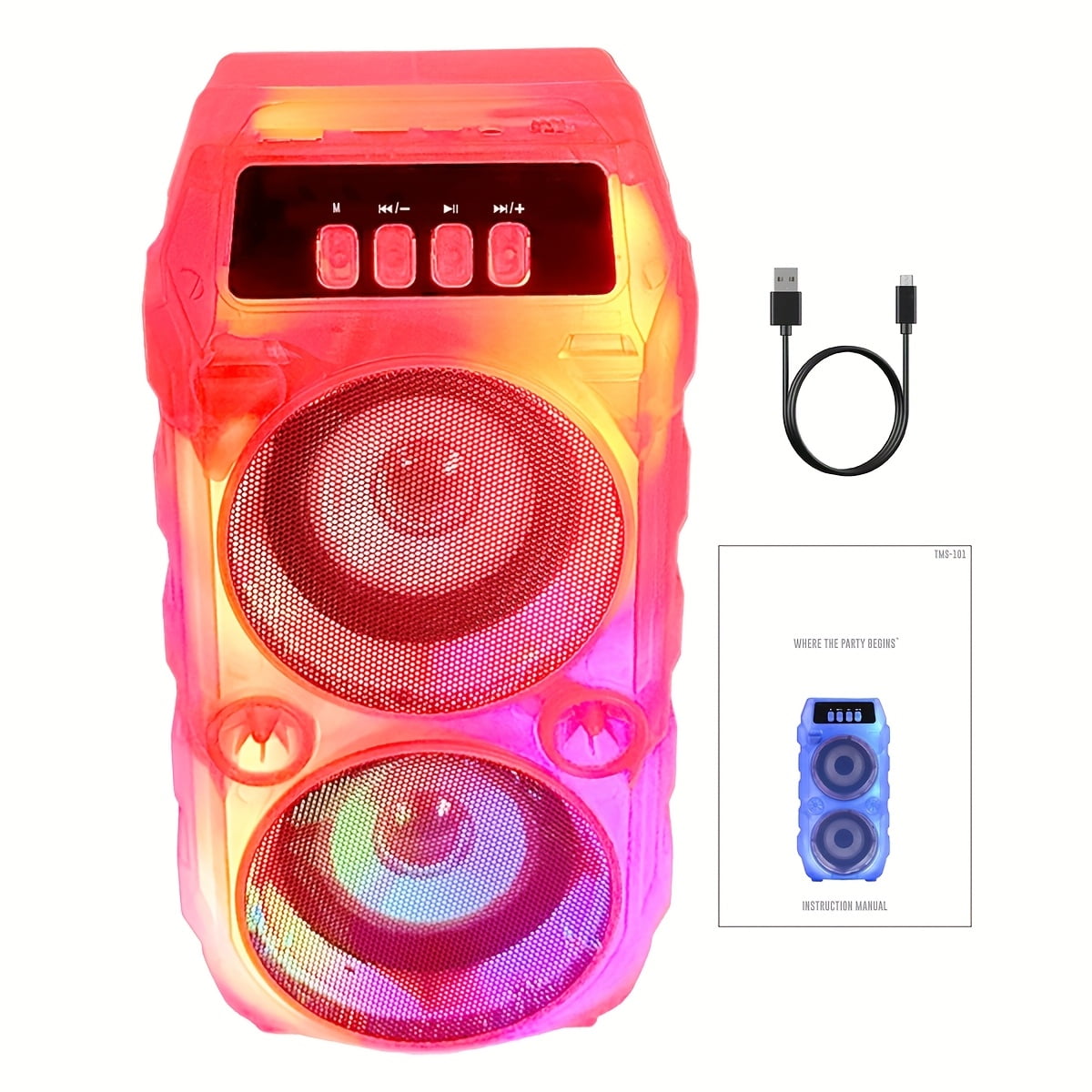 Dual 6.5" Portable Speaker, Wireless Sub Woofer Heavy Bass Sound System ...