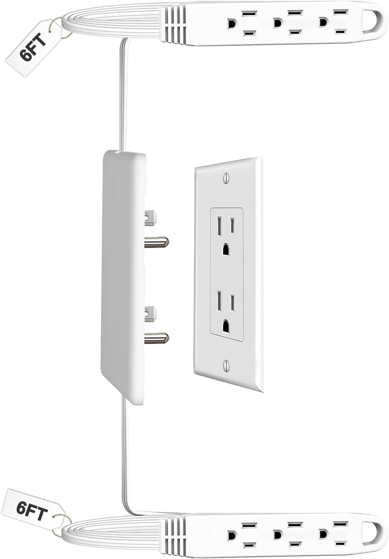 Dual 6FT -Thin Outlet Concealer, Universal Size Outlet Cover 6FT ...