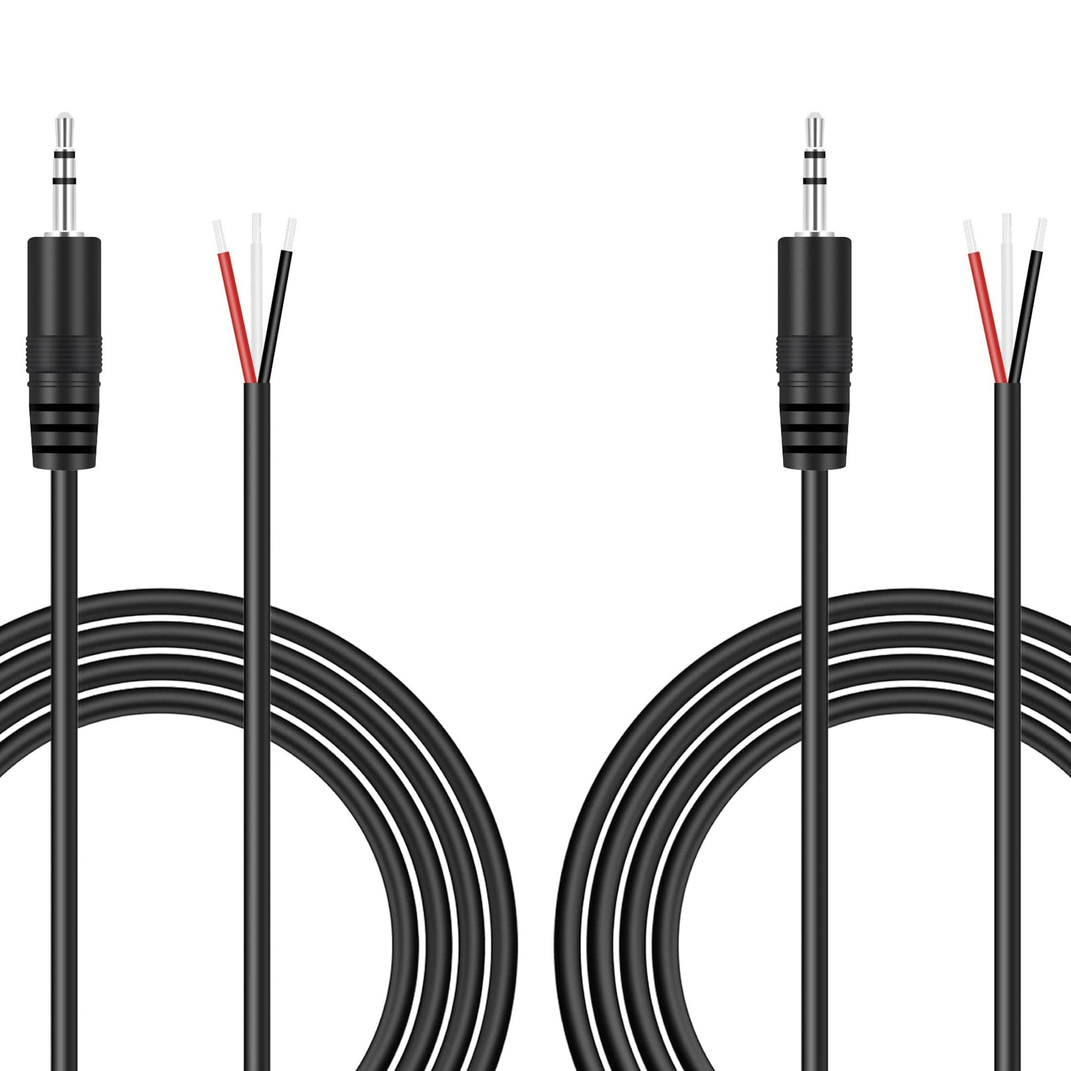 Dual 6ft 2.5mm TRS Male Plug to Bare Wire Audio Cable Connectors ...