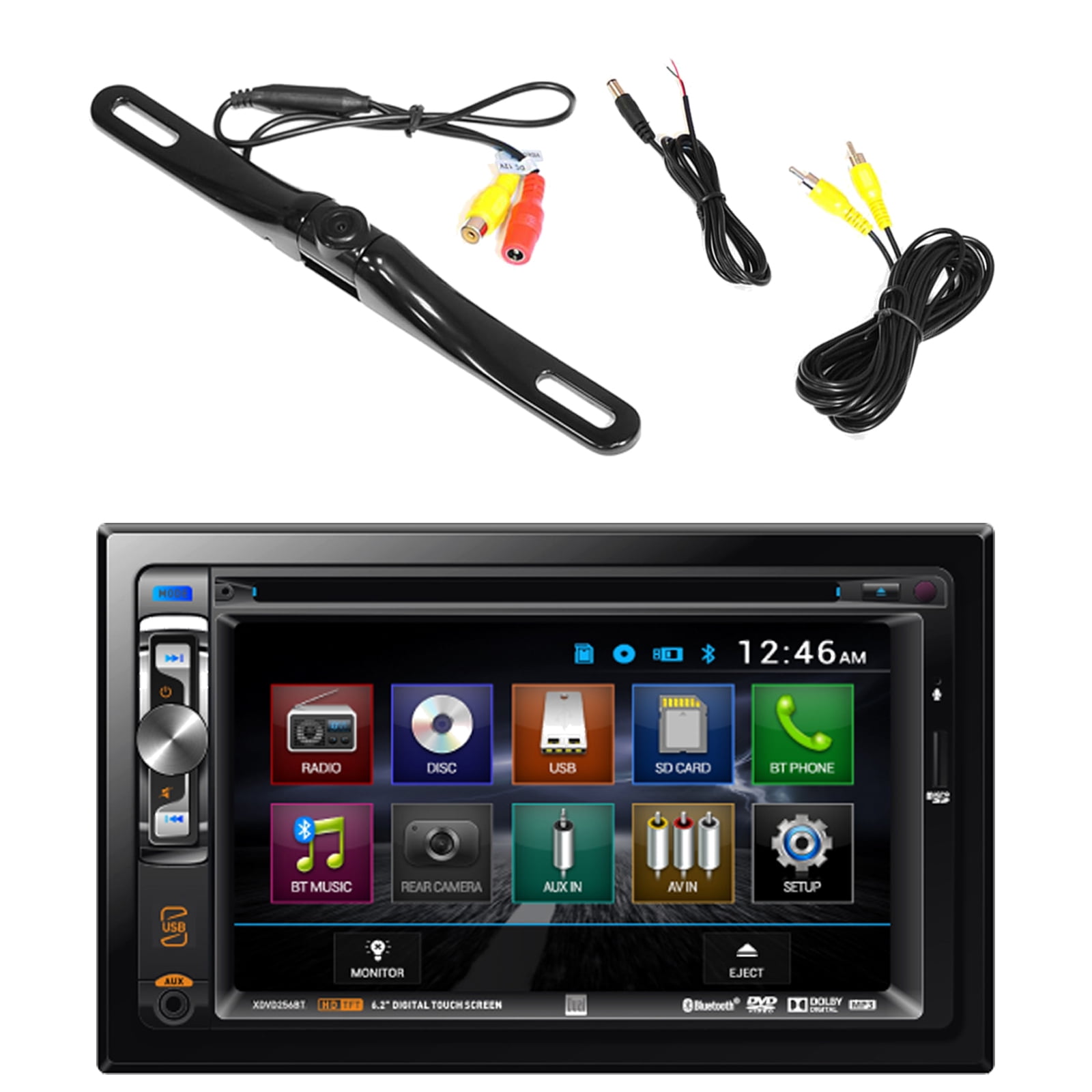 Dual AV Double Din 6.2" Touch Screen DVD Bluetooth USB Receiver ...