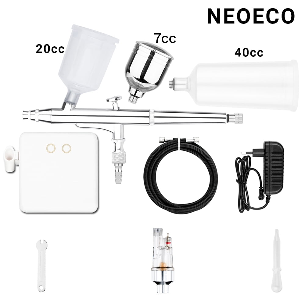 Dual-Action Airbrush Auto Stop Function Compressor Kit 7cc/20cc/40cc ...