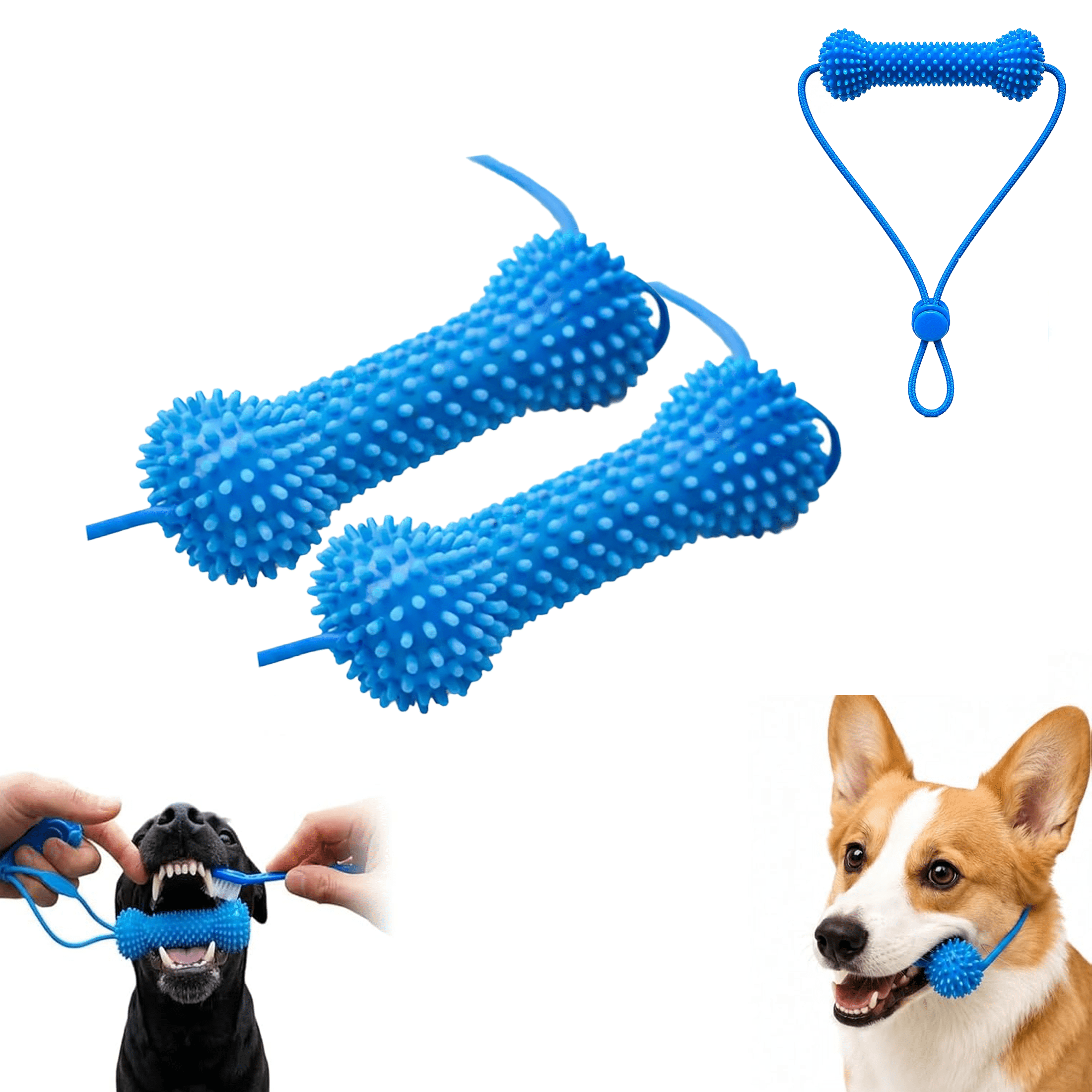 Dual-Action Canine Dental Prop, Dog Teeth Cleaning Chews Toy with Mouth ...