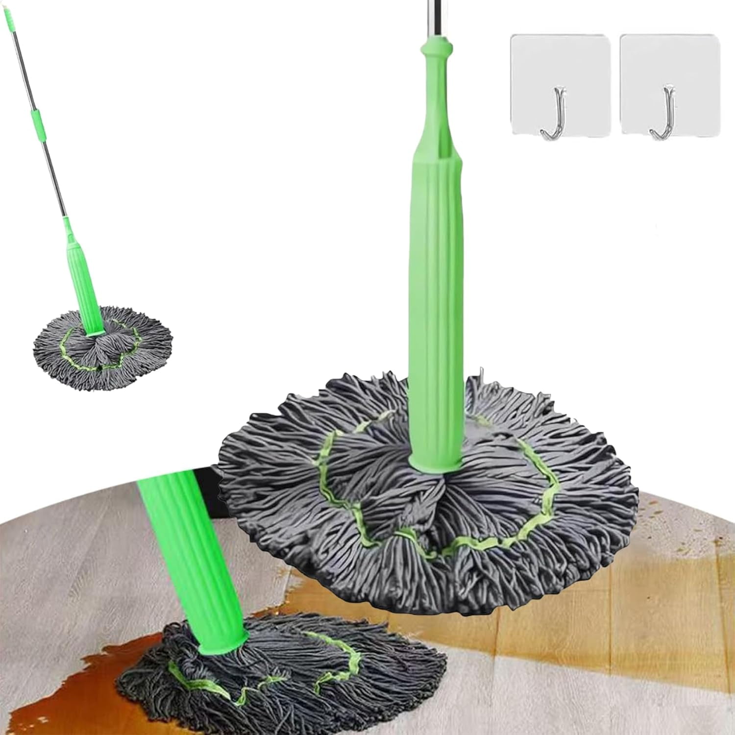 Dual Action Dehydrated Mop, 2 in 1 Dehydrated Mop Head, Self-Wringing ...