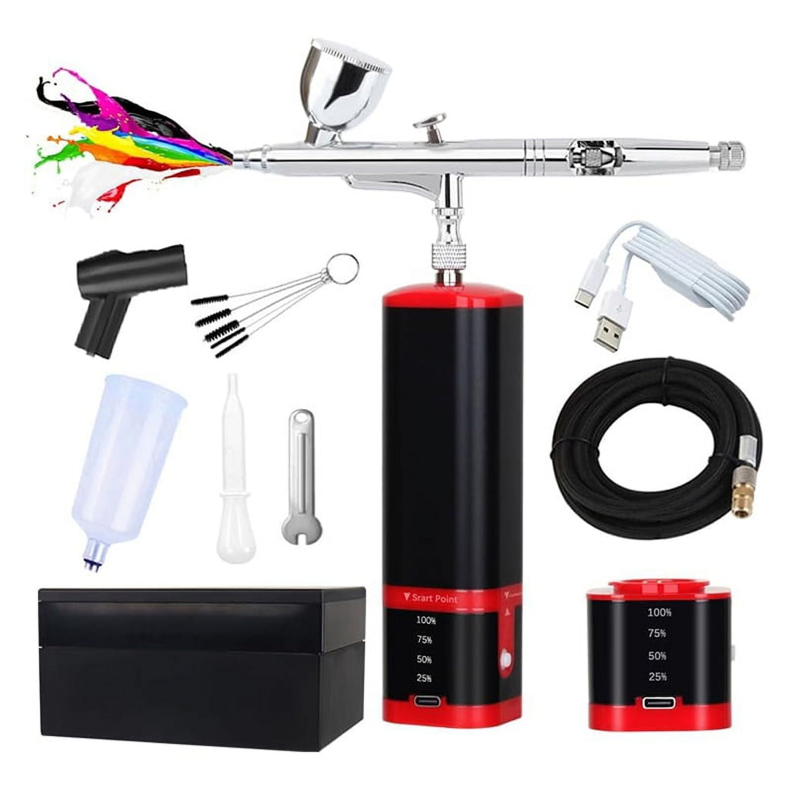 Dual Action Extra Battery Airbrush Kit with Compressor Replaceable ...