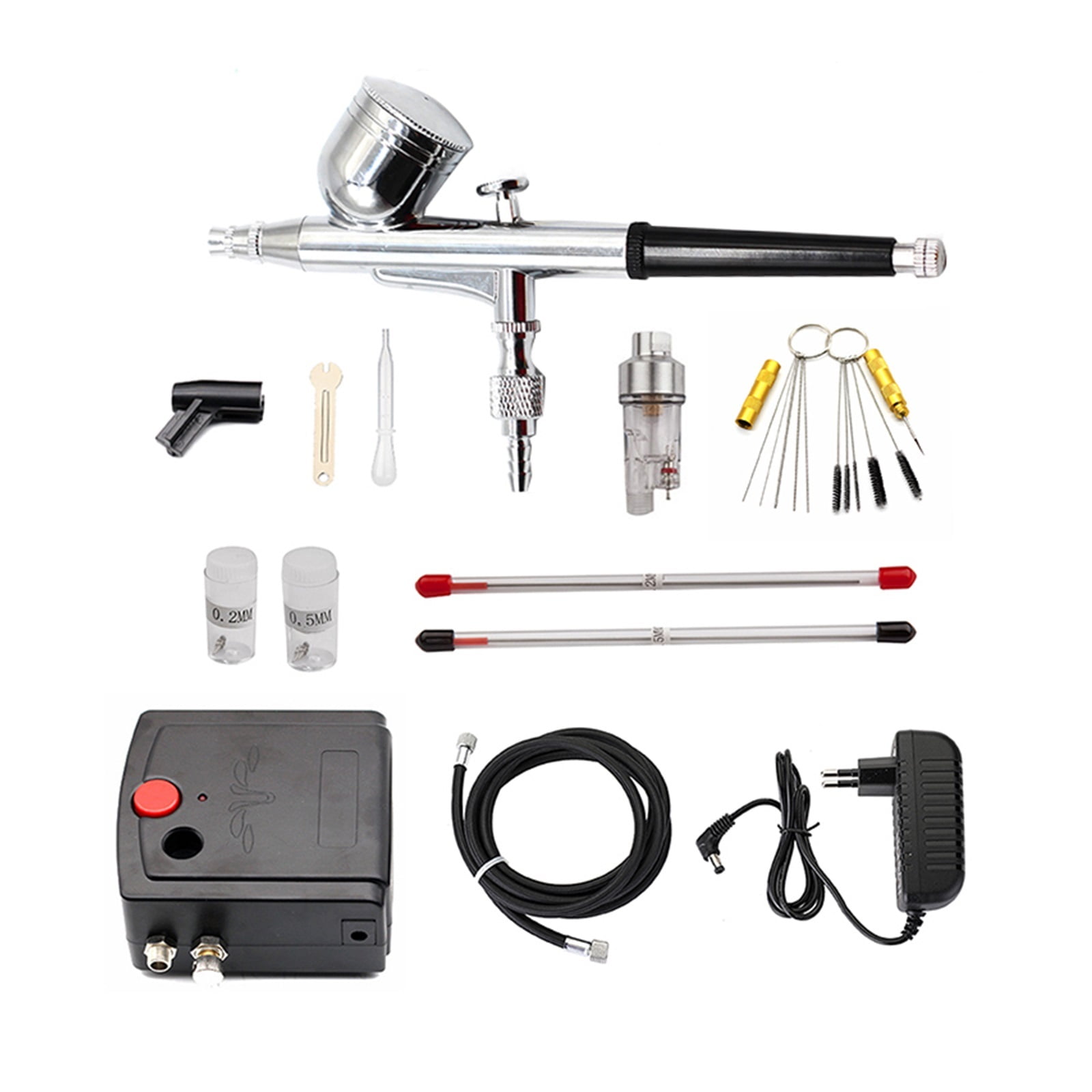 Dual-Action Spray Gun Airbrush With Compressor 0.3mm Airbrush Kit For ...
