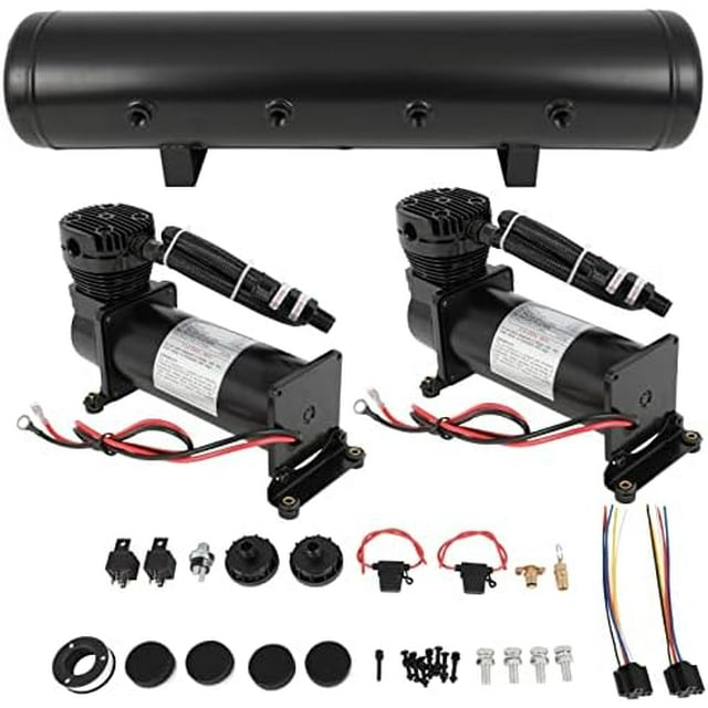 Dual Air Compressors 5 Gallon Air Tank for Air Suspension/Air Bag/Train ...