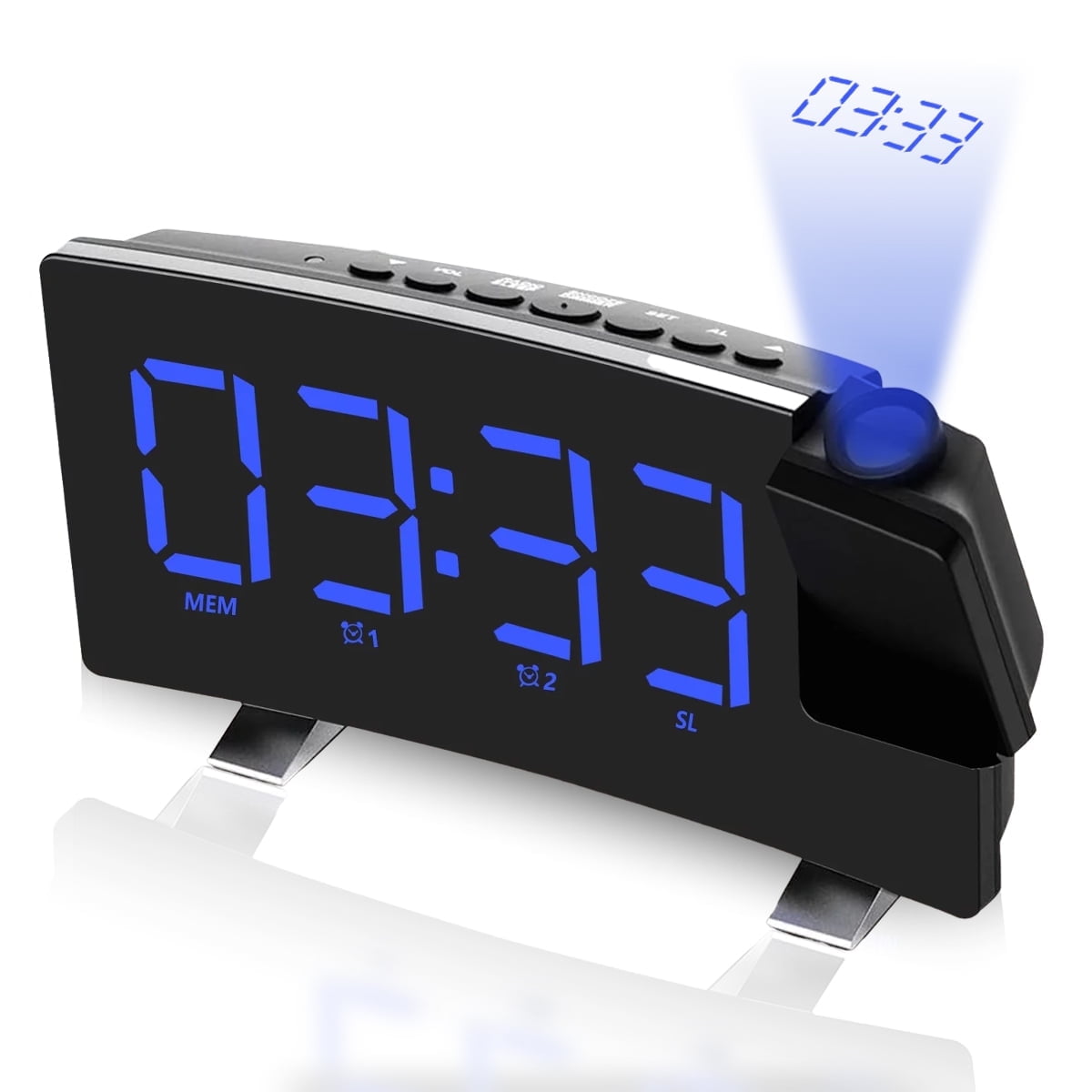 Dual Alarm Clock with Battery Backup and USB Charger. Adjustable Dimmer ...