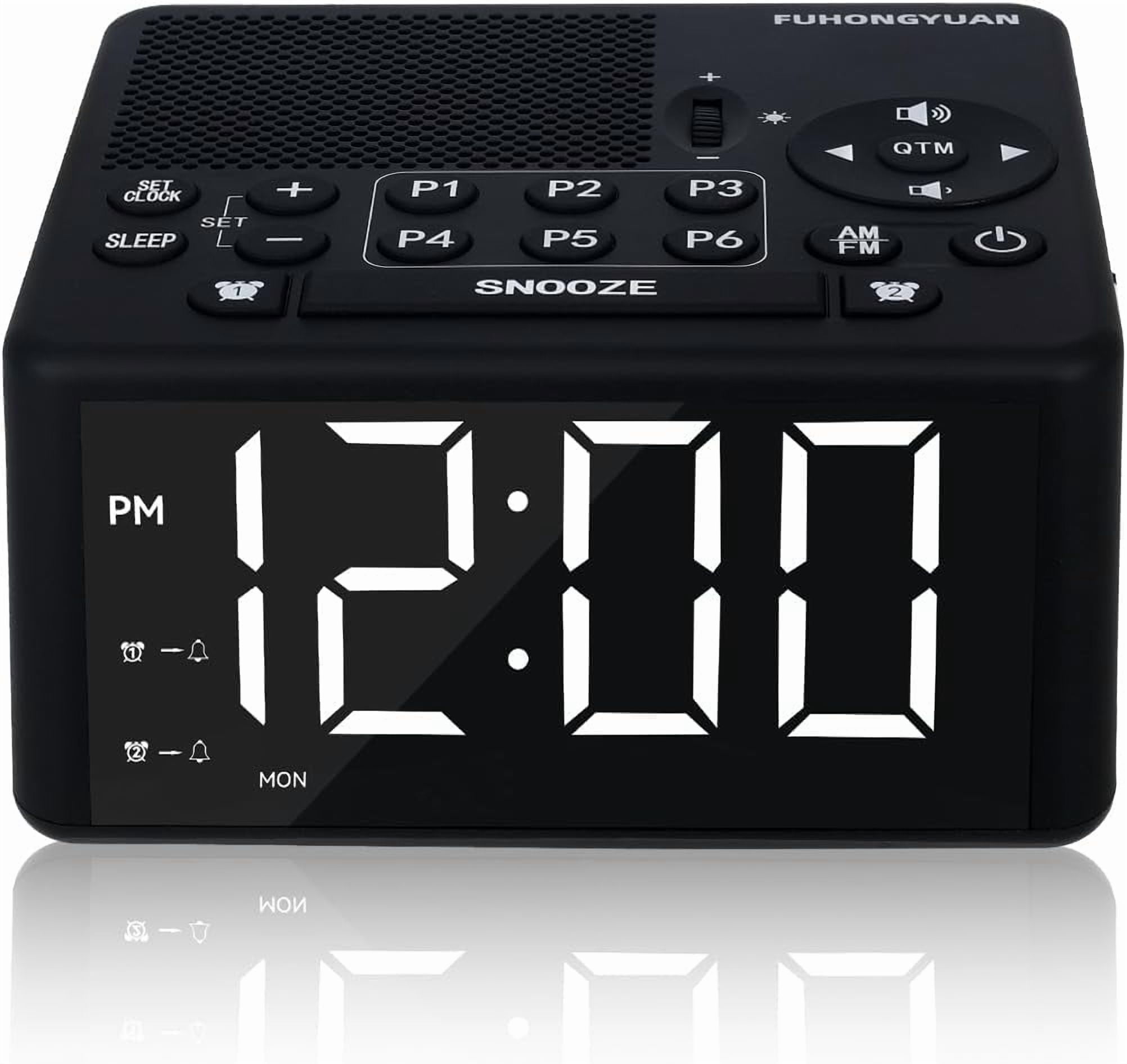 Dual Alarm Clock Radio with AM/FM Radio, Snooze, Sleep Timer, Presets, Scan and Dimmable Display ...
