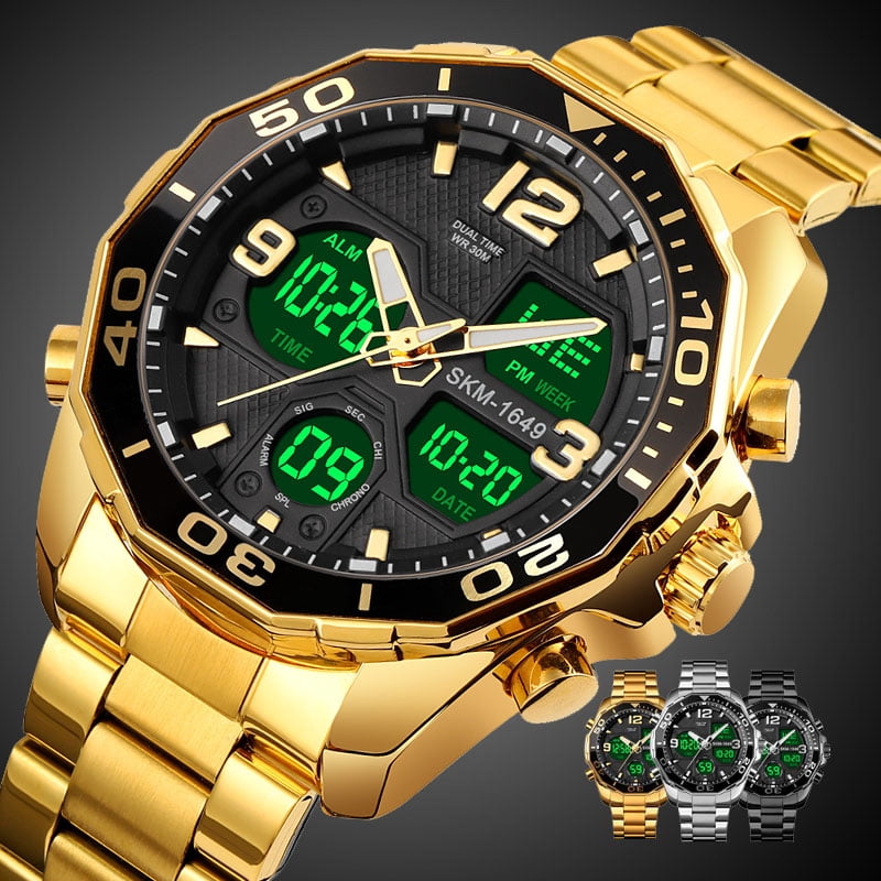Dual Analog Digital Watches Mens Multifunction LED Date Chronograph ...