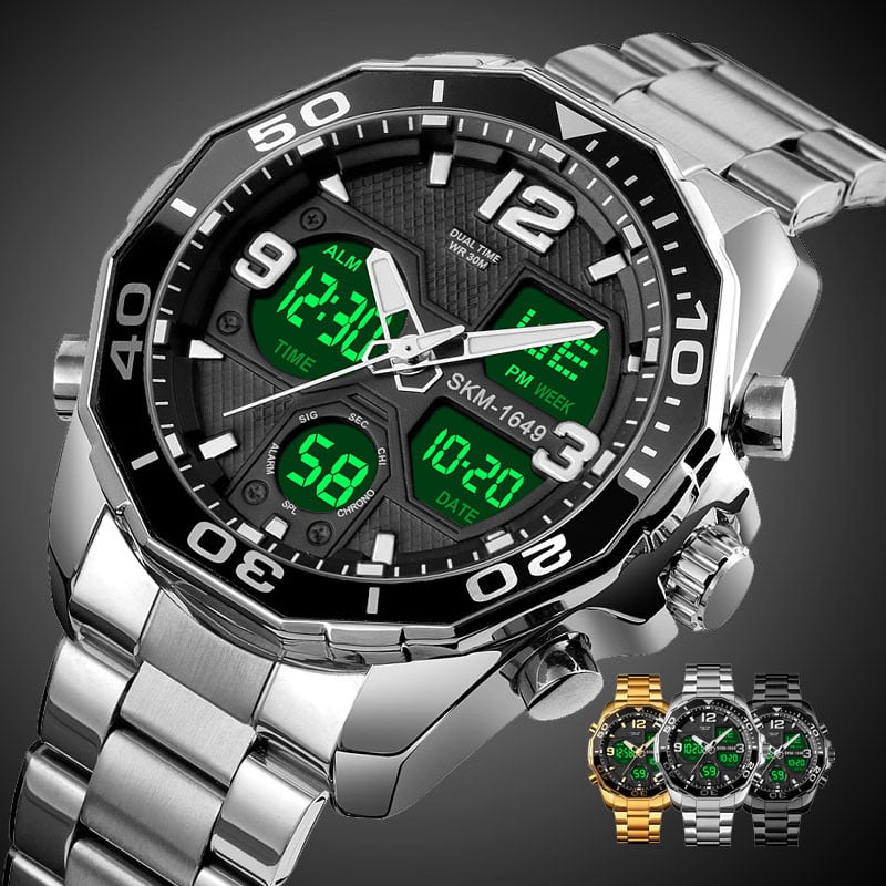 Dual Analog Digital Watches Mens Multifunction LED Date Chronograph ...