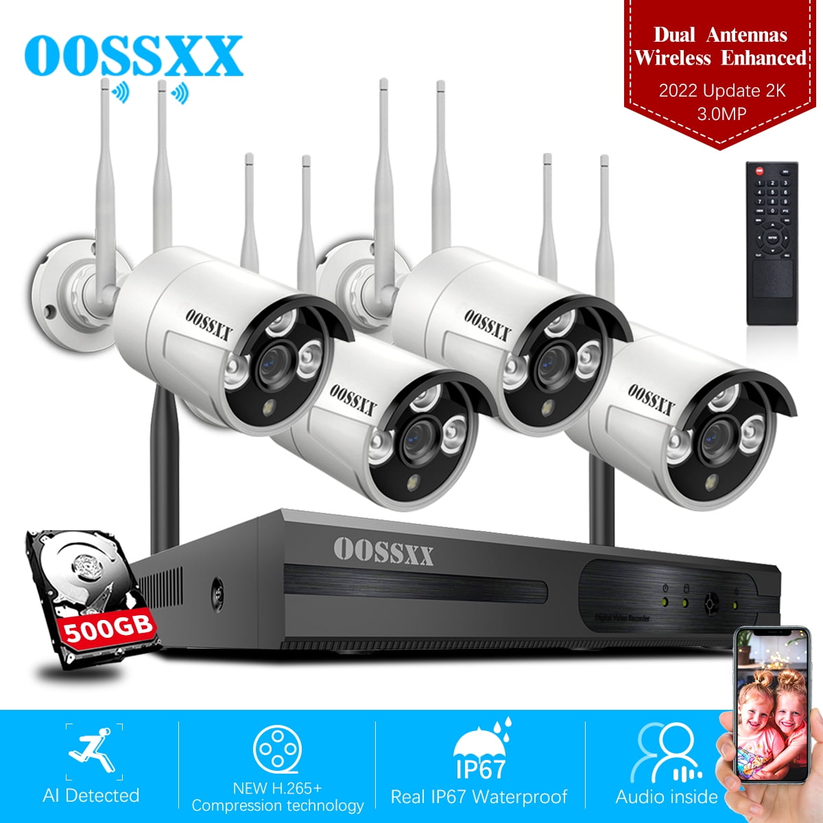 [Dual Antennas for WiFi Enhanced] 2K 3.0MP Wireless Security Camera System, Surveillance NVR ...