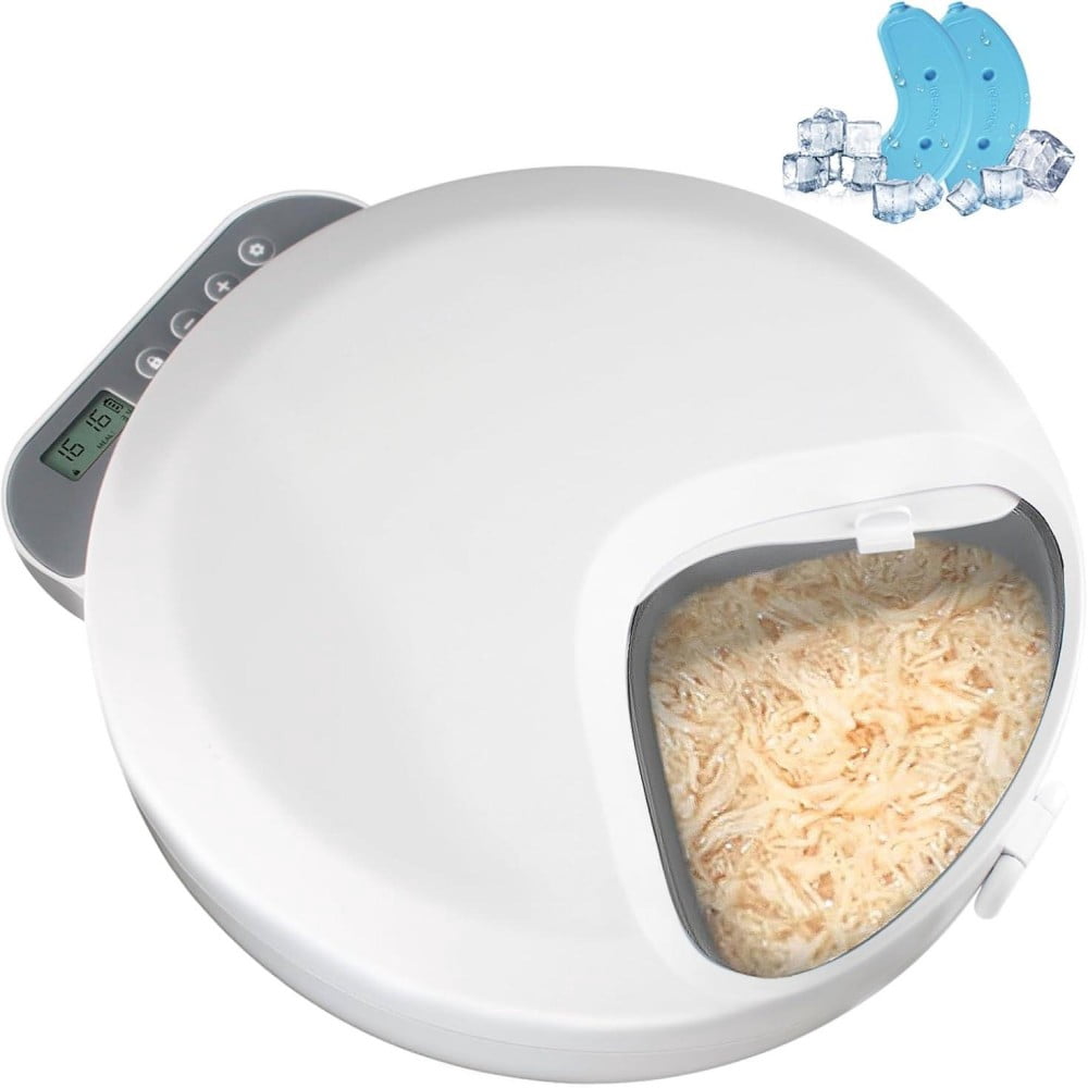 Dual Automatic Cat Feeder 2 Cats,6 Meals/Day,12 Portions/Meal,4.2L Dual ...