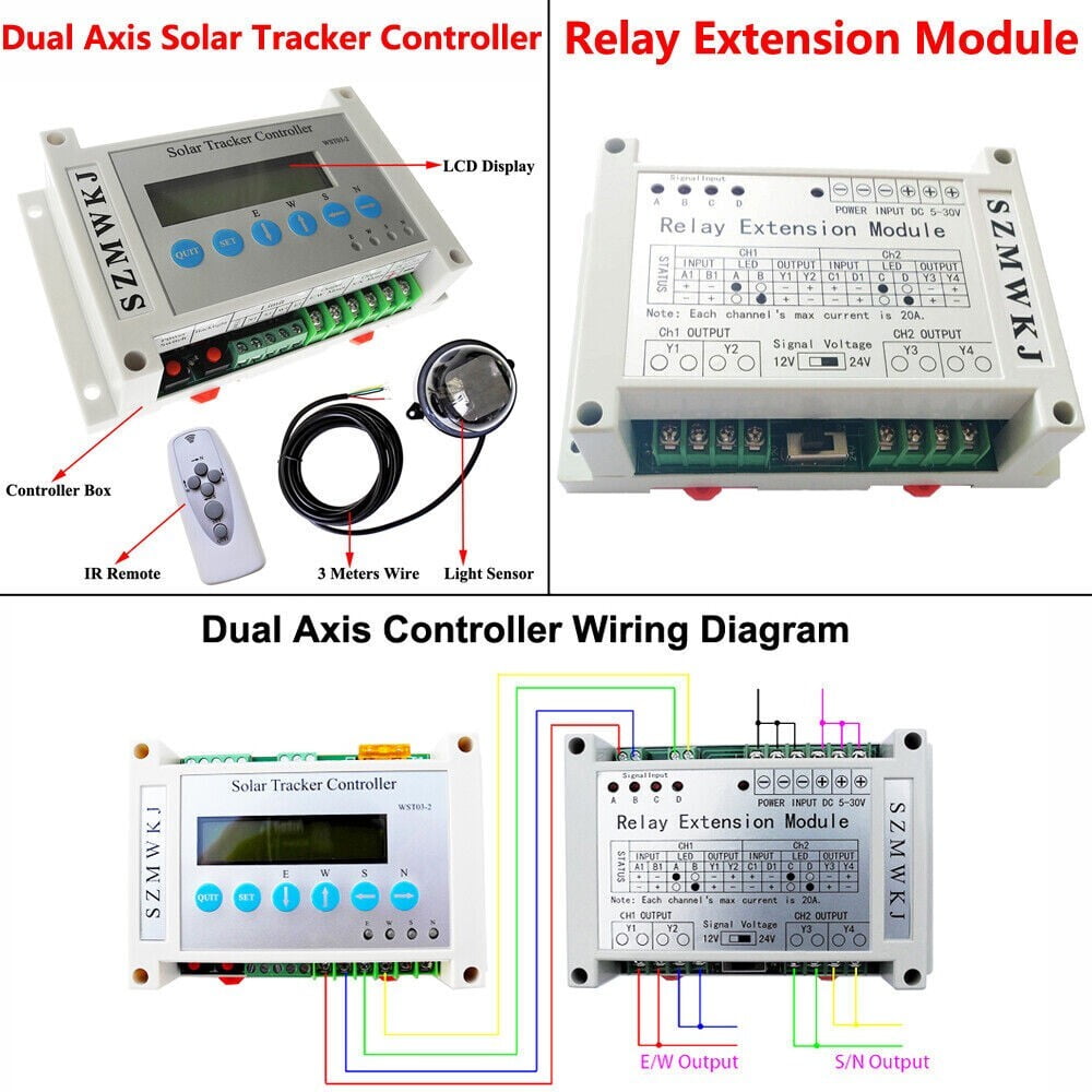 Dual Axis Solar Sun Tracker Kits W/ Electronic LCD Controller W/ Relay ...