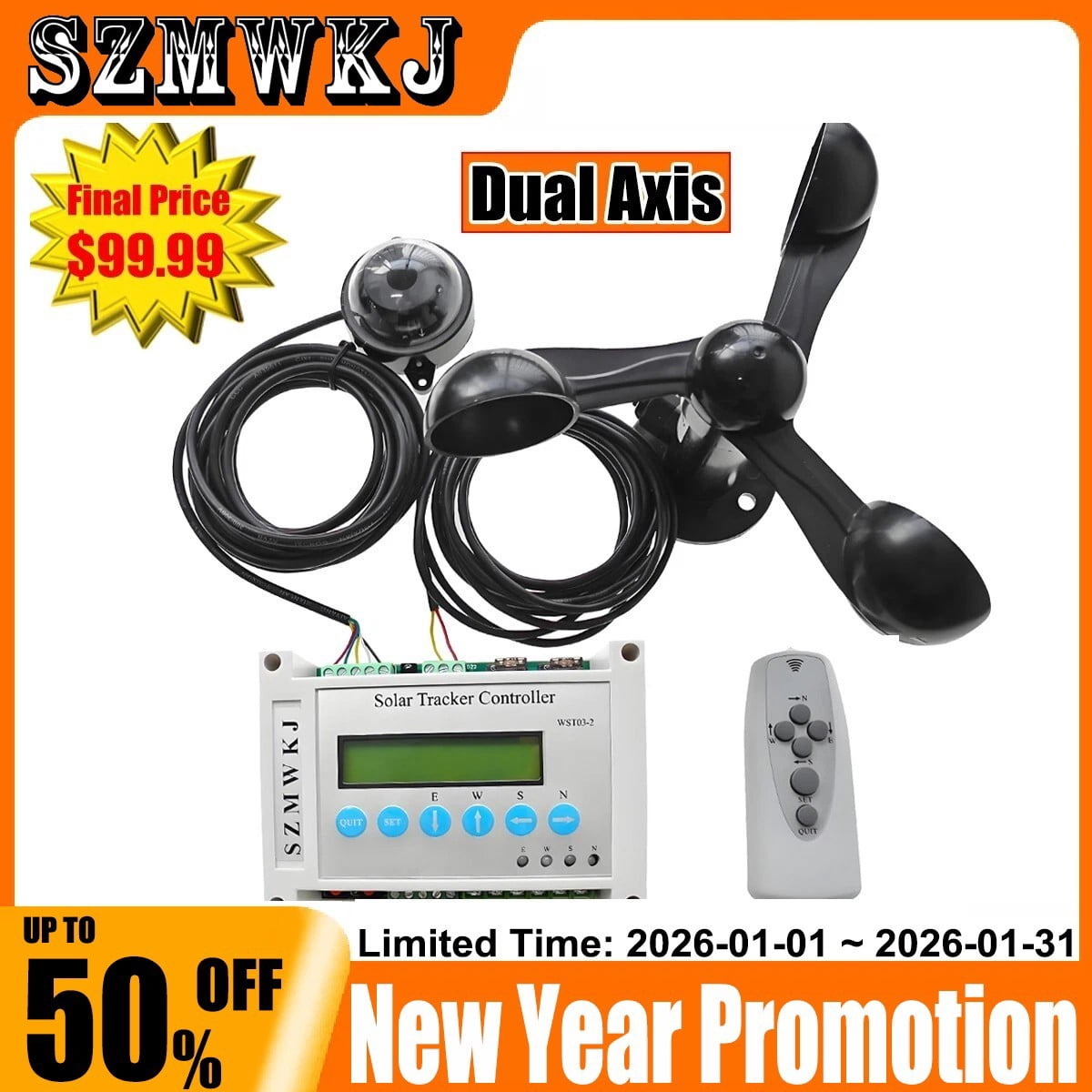 Dual Axis Solar Tracker Controller Automatic Solar Tracking w/ Wind ...