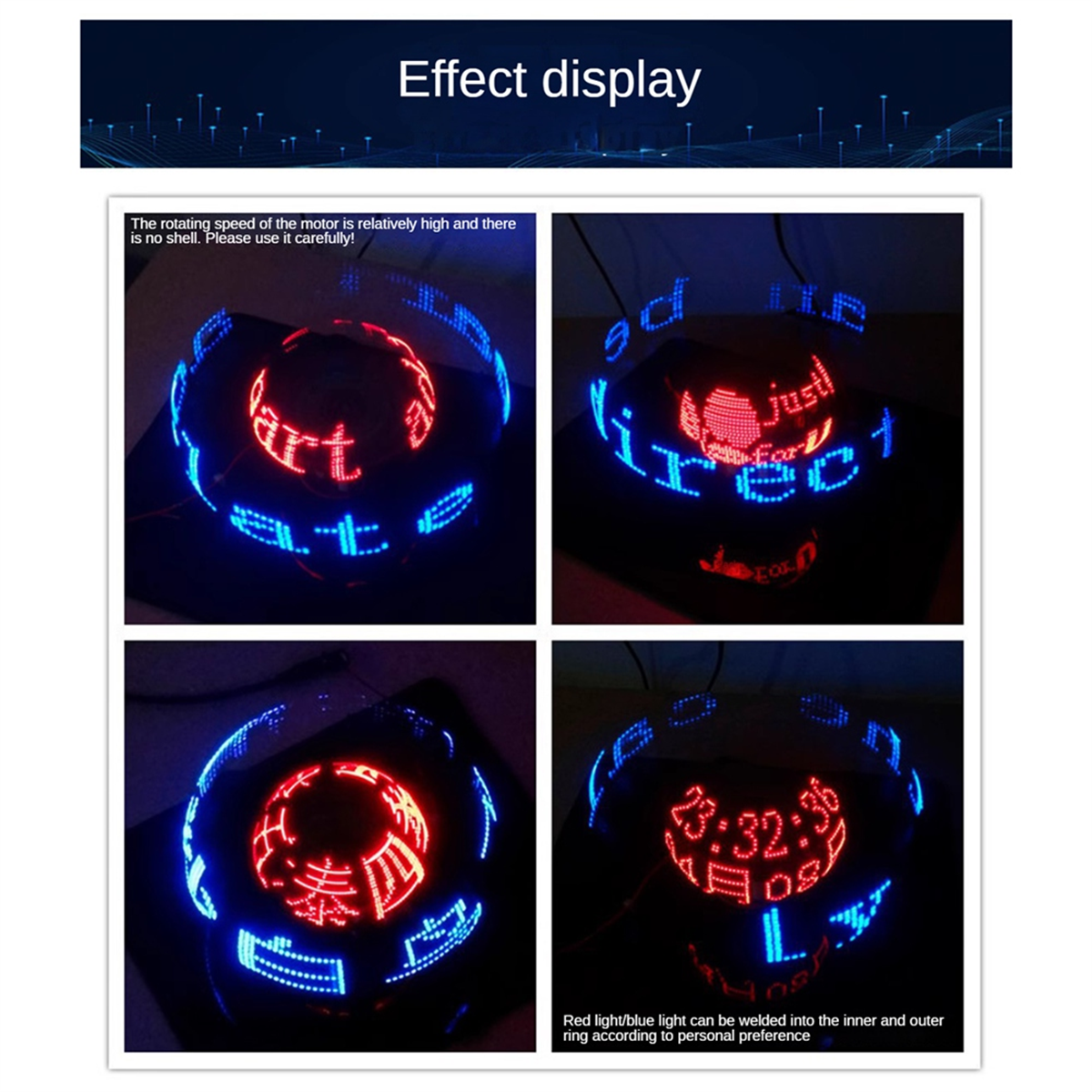 Dual Axis Spherical Rotating LED Kit Color Clock Display Remote Control ...