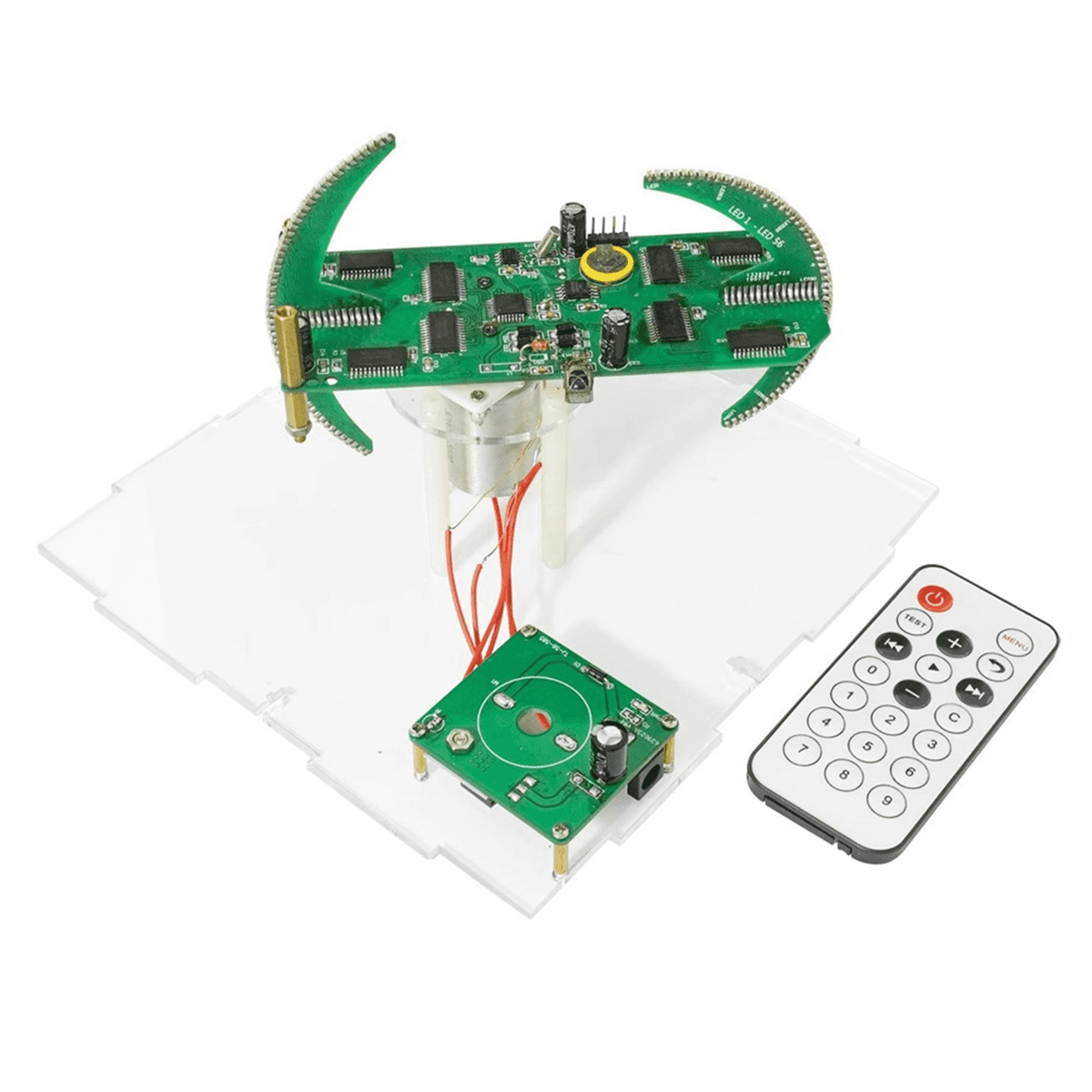 Dual Axis Spherical Rotating LED Kit Color Clock Display Remote Control ...