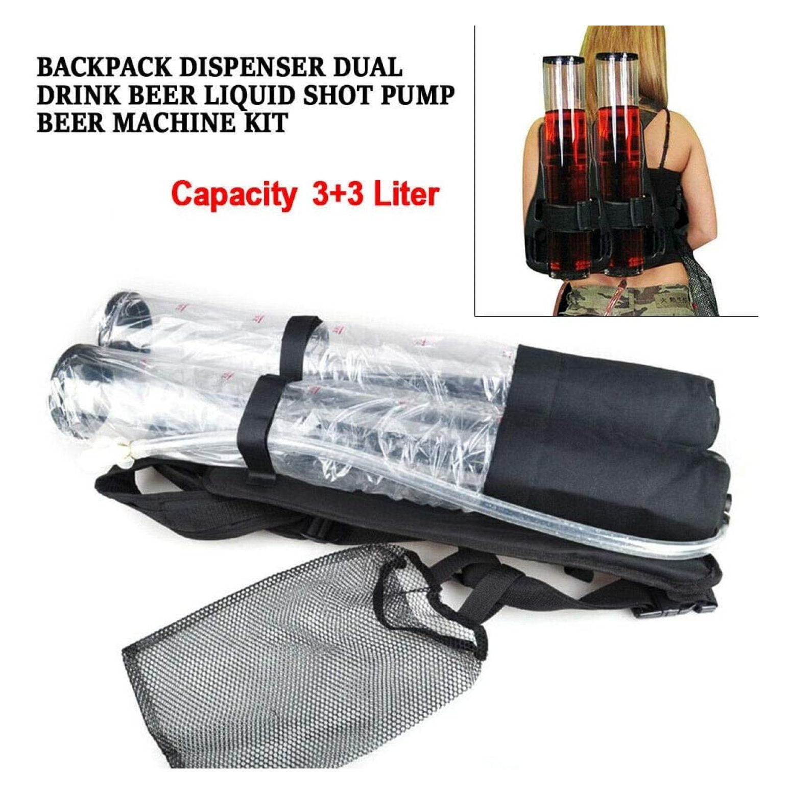 Dual Backpack Drink Dispenser, 3+3 Liter Beer Beverage Drink Dispenser ...