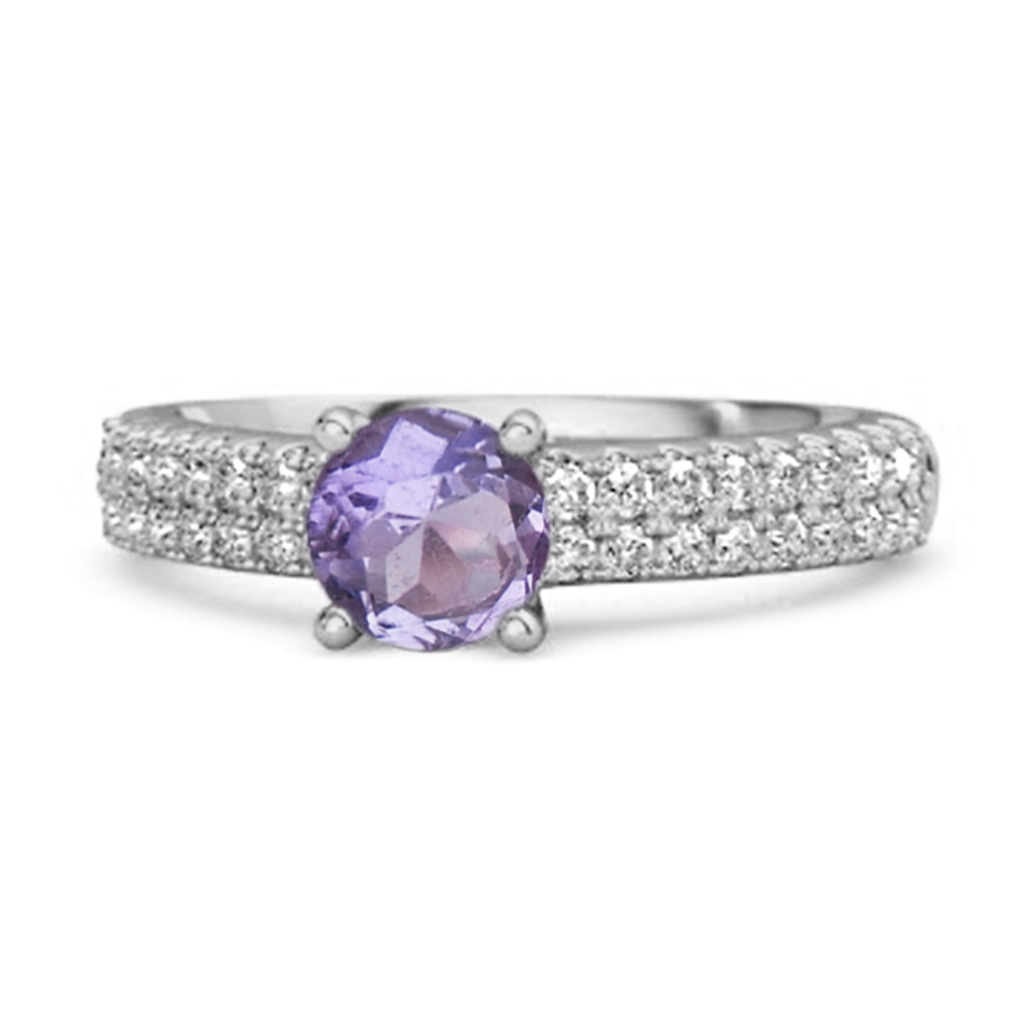 Dual Band 0.10 Ctw Amethyst 925 Sterling Silver Stacking Women Valentines Day Gifts Ring ...