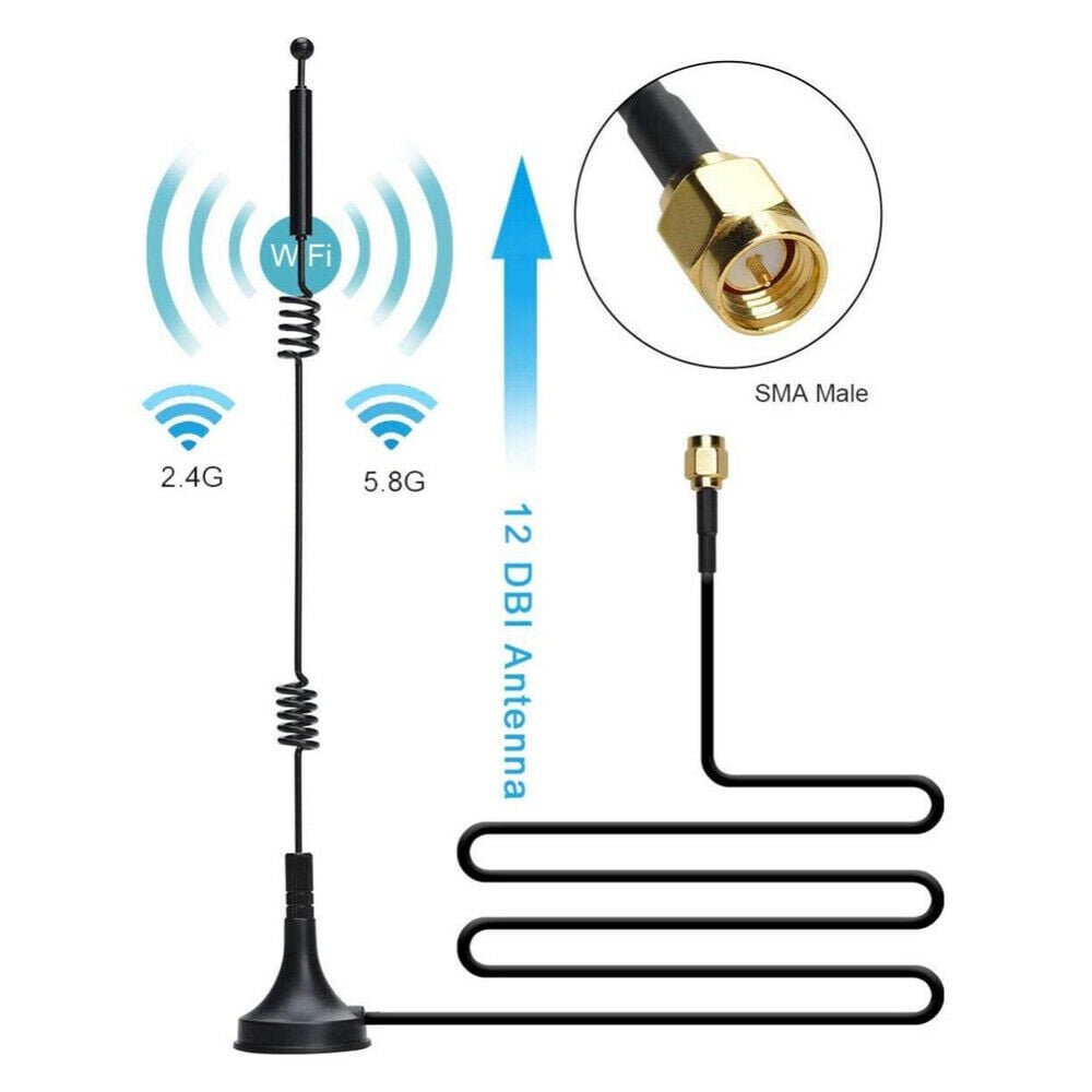 Dual Band WiFi 2.4GHz 5GHz 5.8GHz 12dBi Magnetic Base SMA Male Antenna ...