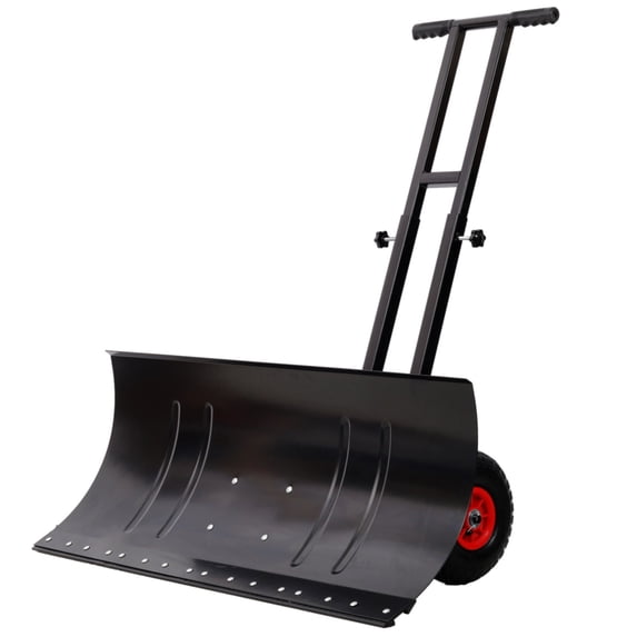 Dual Bar Snow Shovel with Wheels, Snow Pusher, Adjustable Length handle ...