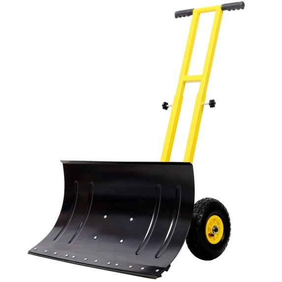 Dual Bar Snow Shovel with Wheels, Snow Pusher, Adjustable Length handle ...