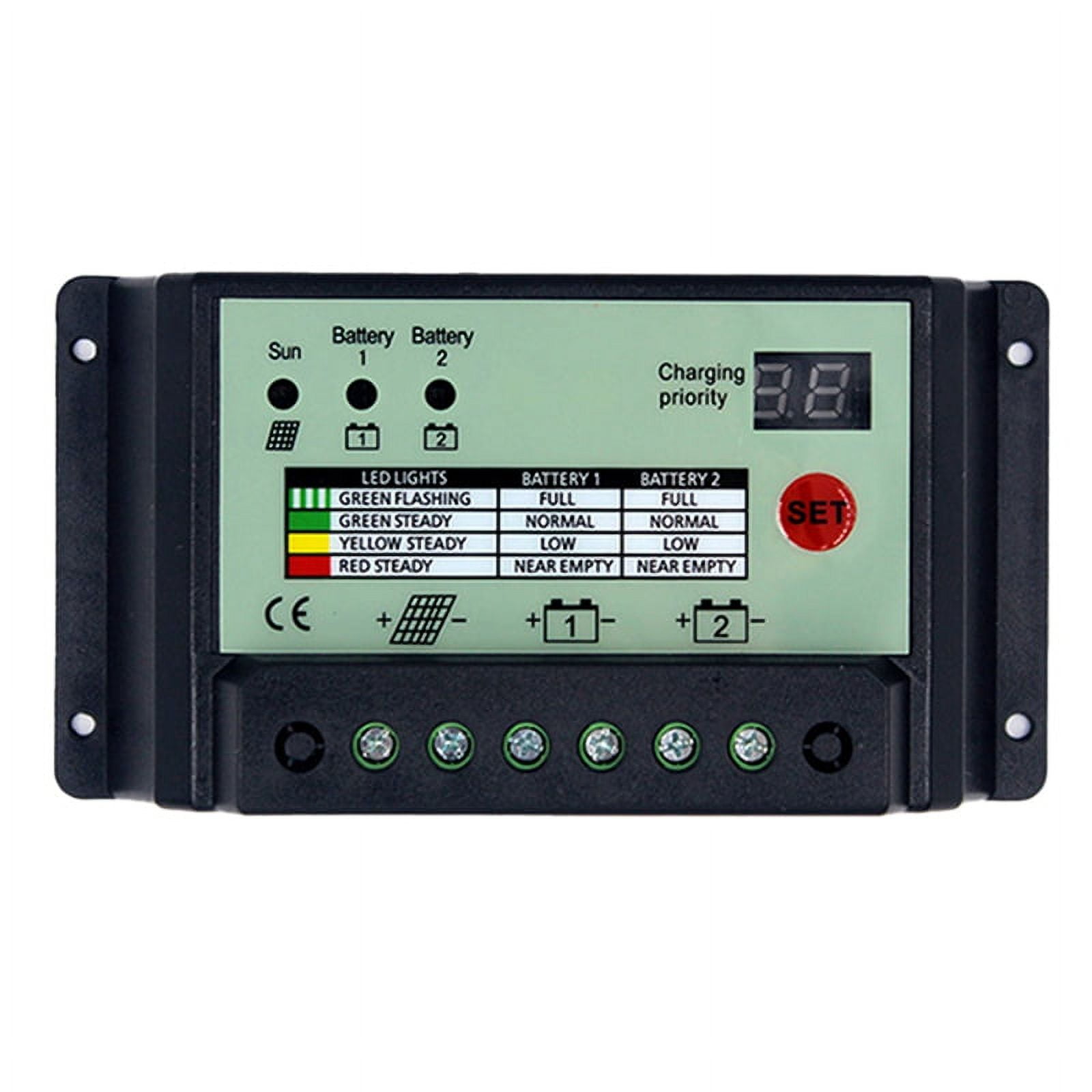 Dual Battery Solar Charge Controller PWM 12V 24V System Batteries Power ...
